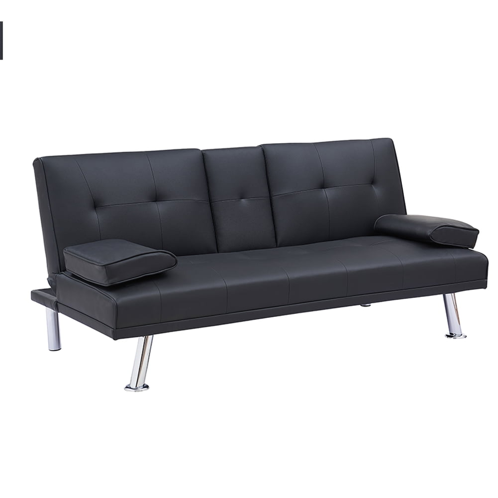 Yesfashion 67" Multi-functional Leather Folding Sofa Bed with Coffee ...