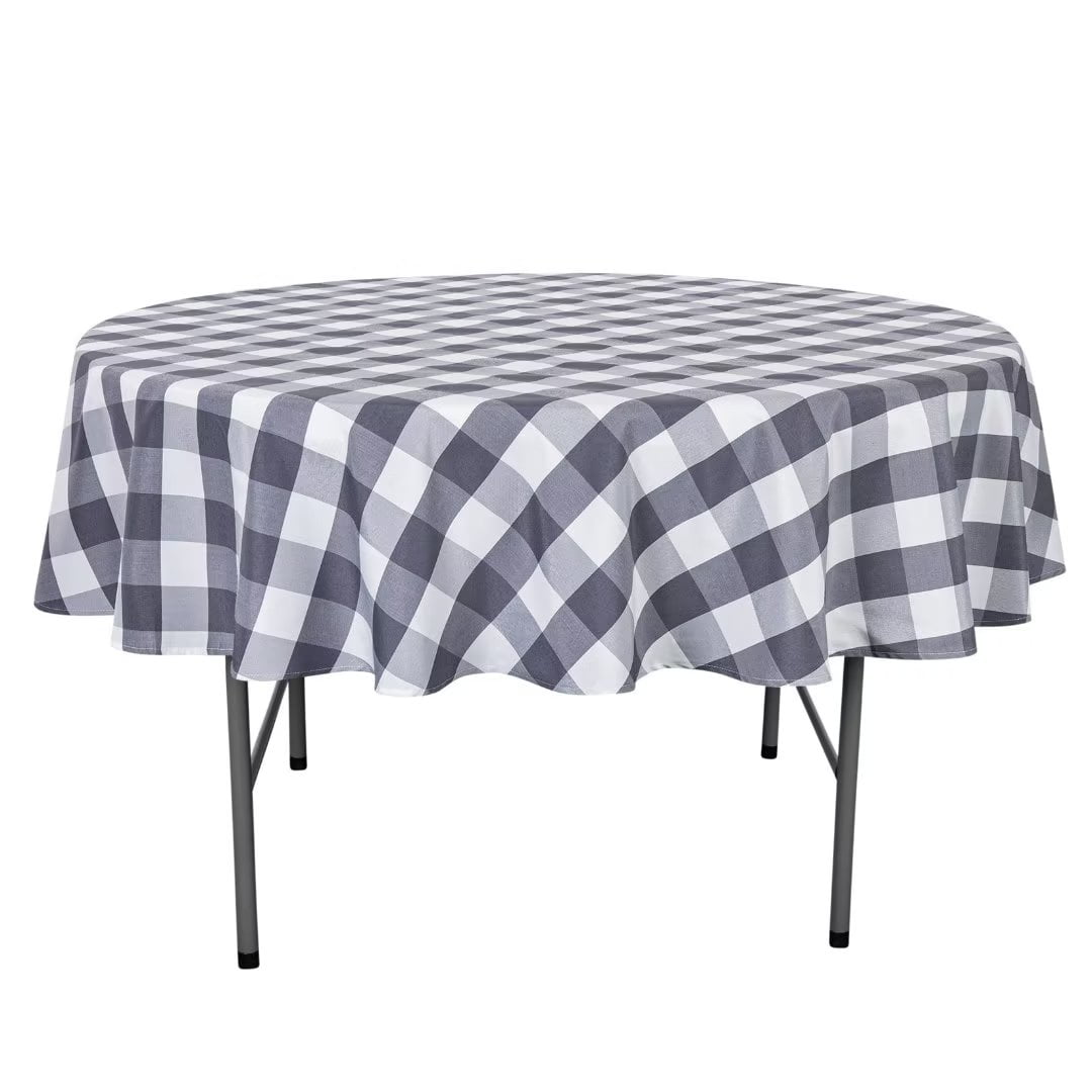 Yesfashion 70 Round Tablecloth Gingham Table Cloth for Holiday Dinner ...