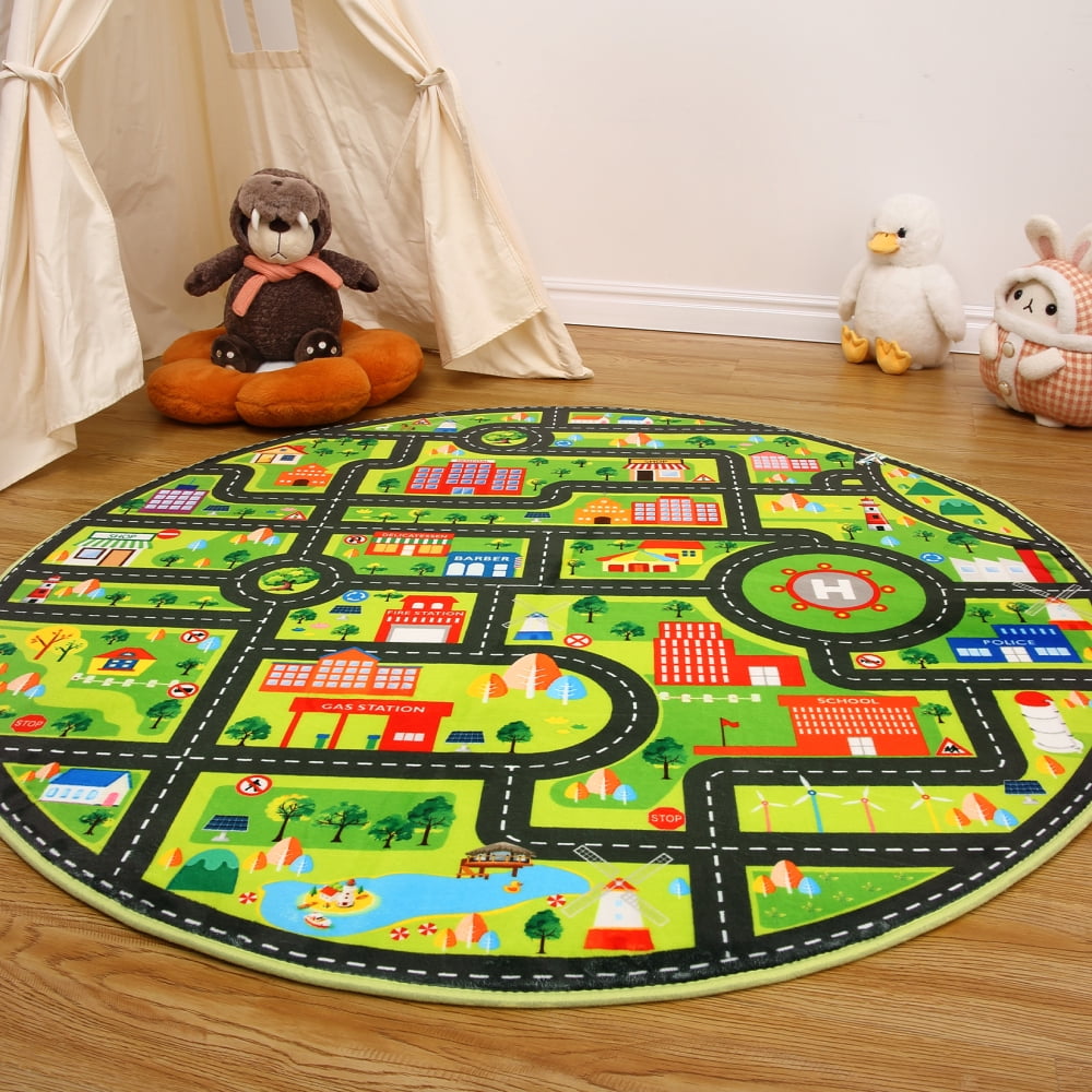 Yesfashion Carpets Area Rugs Washable 4'*4' Round Road and Traffic Rug ...