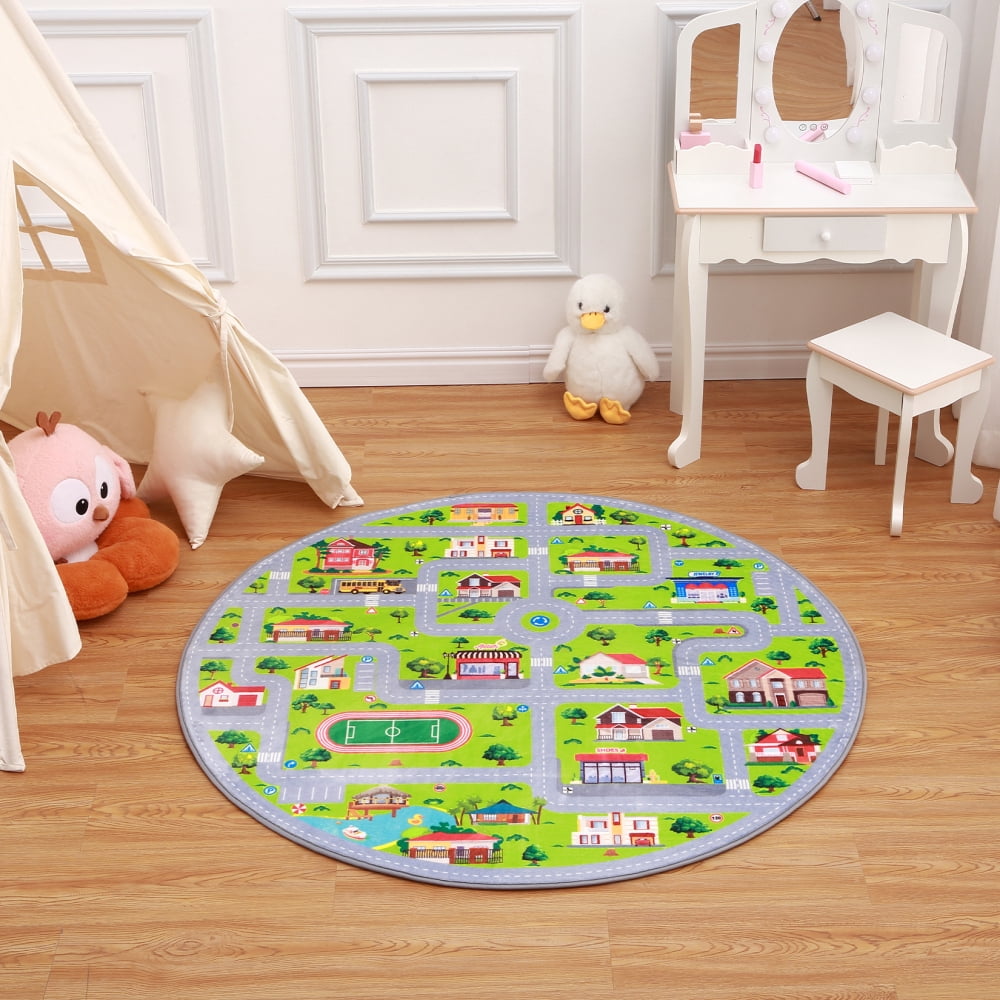 Yesfashion Carpets Area Rugs Washable 4'*4' Round Road and Traffic Rug ...