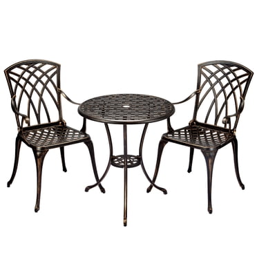 Withniture 3-Piece Cast Aluminum Outdoor Bistro Set, Rust-Resistant ...