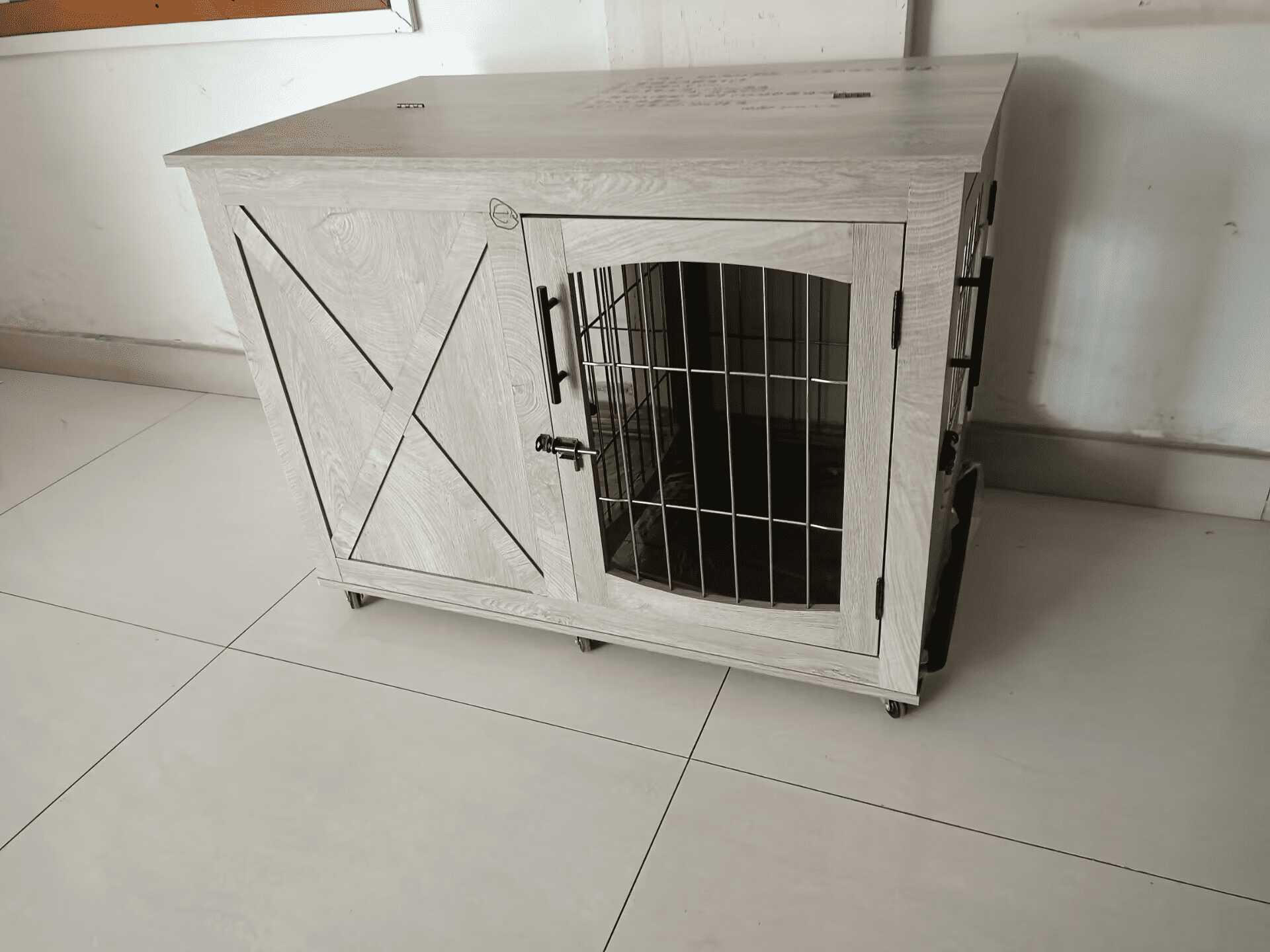 Yesfashion Dog Crate Furniture with Wheels,39.4" Wooden Dog Kennel End ...