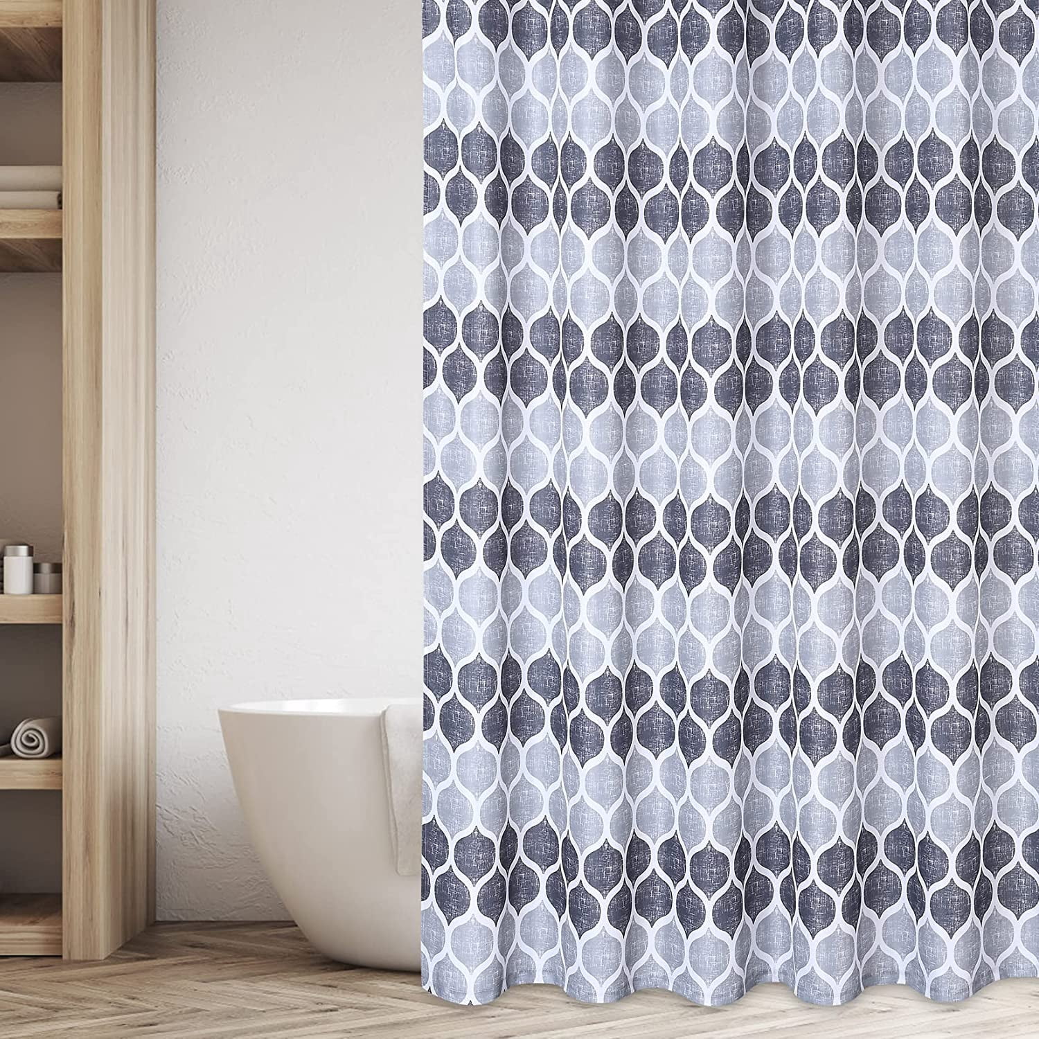 Yesfashion Extra Long Shower Curtain, Geometric Pattern Heavy Duty ...