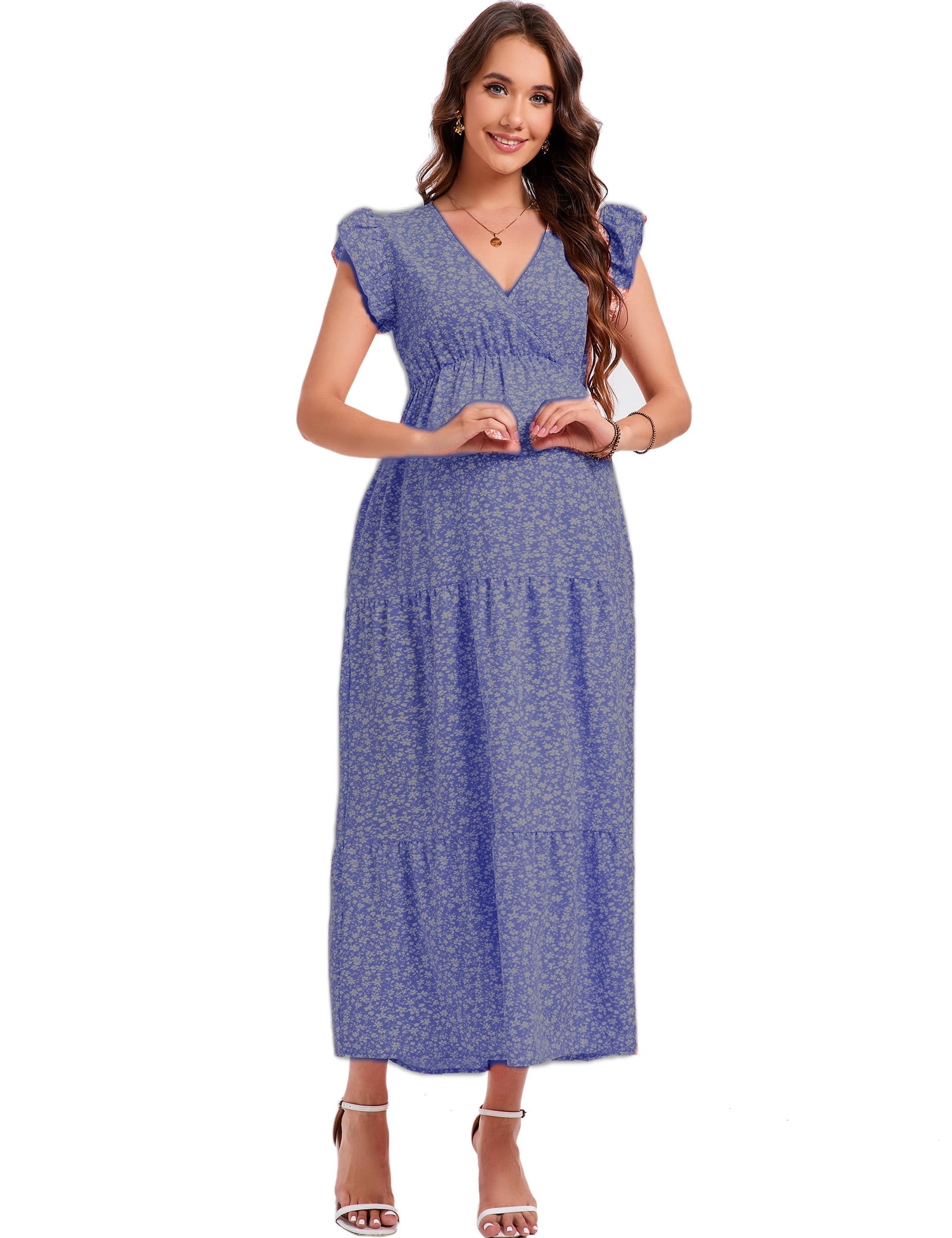 Yesfashion Floral Print V Neck Maternity Dress Baby Shower Photoshoot ...