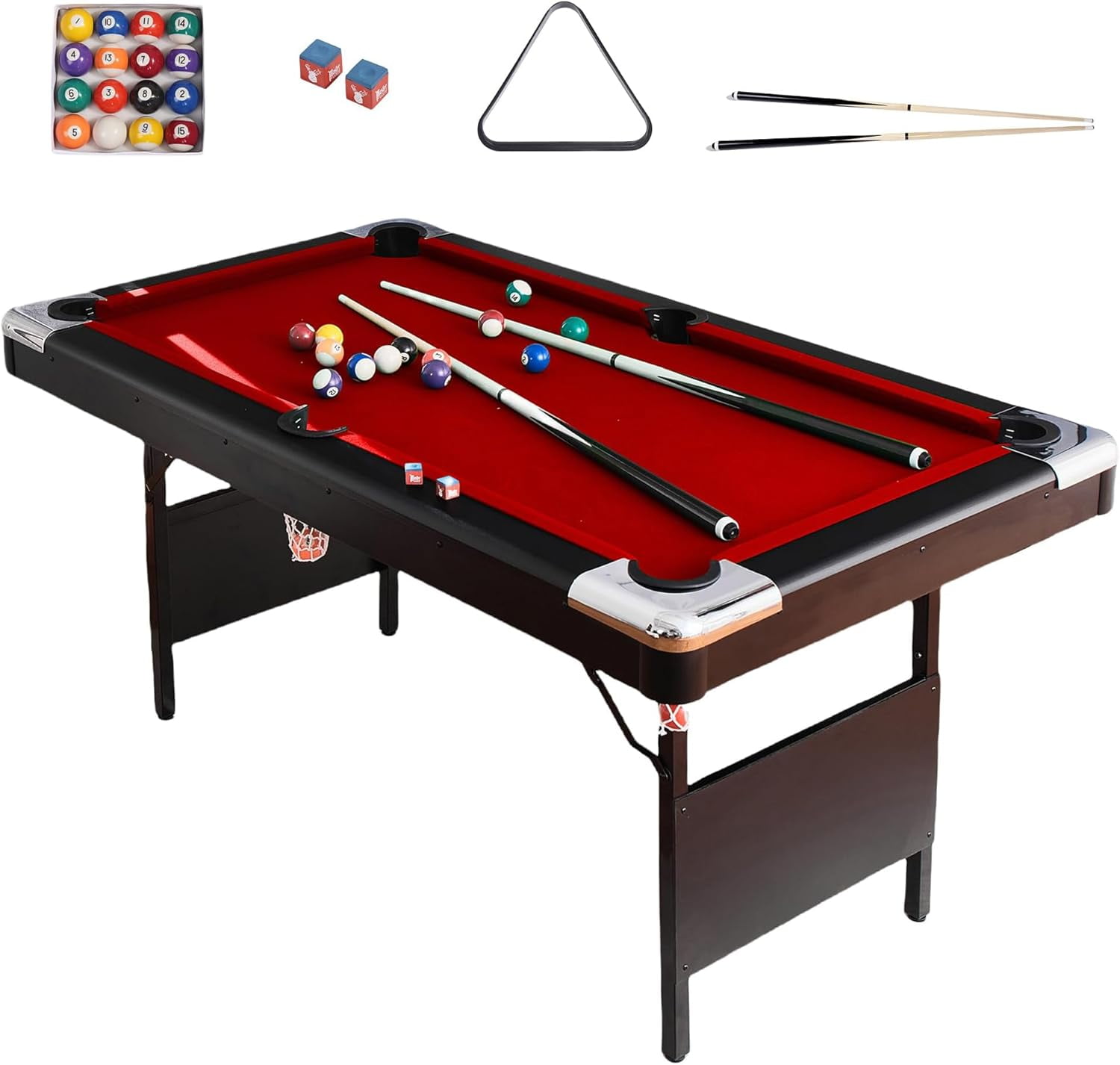 Yesfashion Foldable Pool Table,Portable Folding Billiard Table for ...