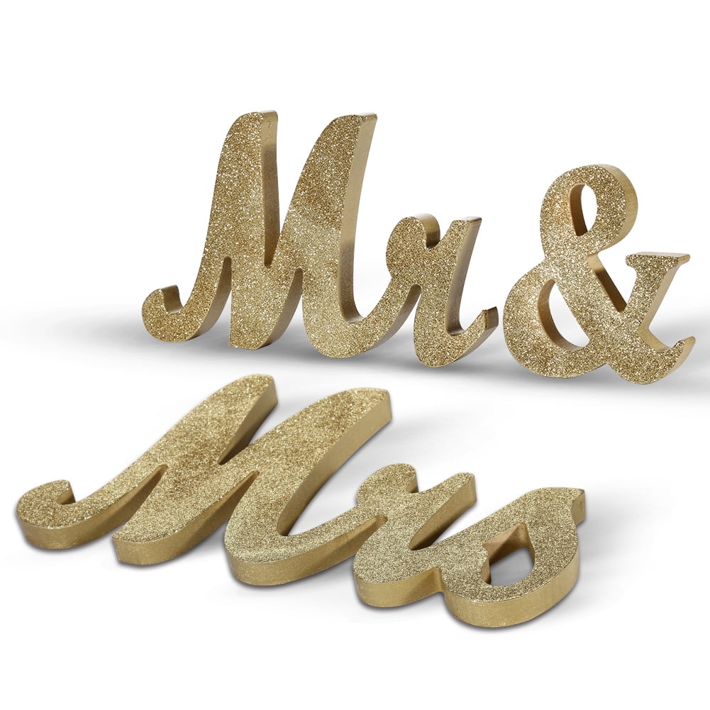 Yesfashion Gold Mr and Mrs Sign Mr & Mrs Wooden Letters Rustic Wedding ...