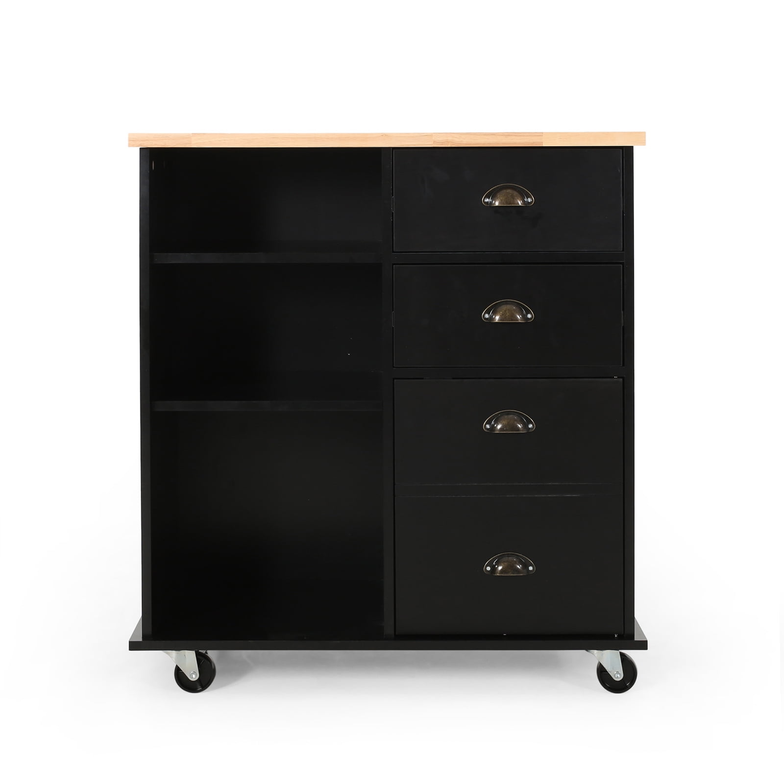 Yesfashion Kitchen Island On Wheels With Door, 2 Drawer, 3 Shelf, 31.5 ...