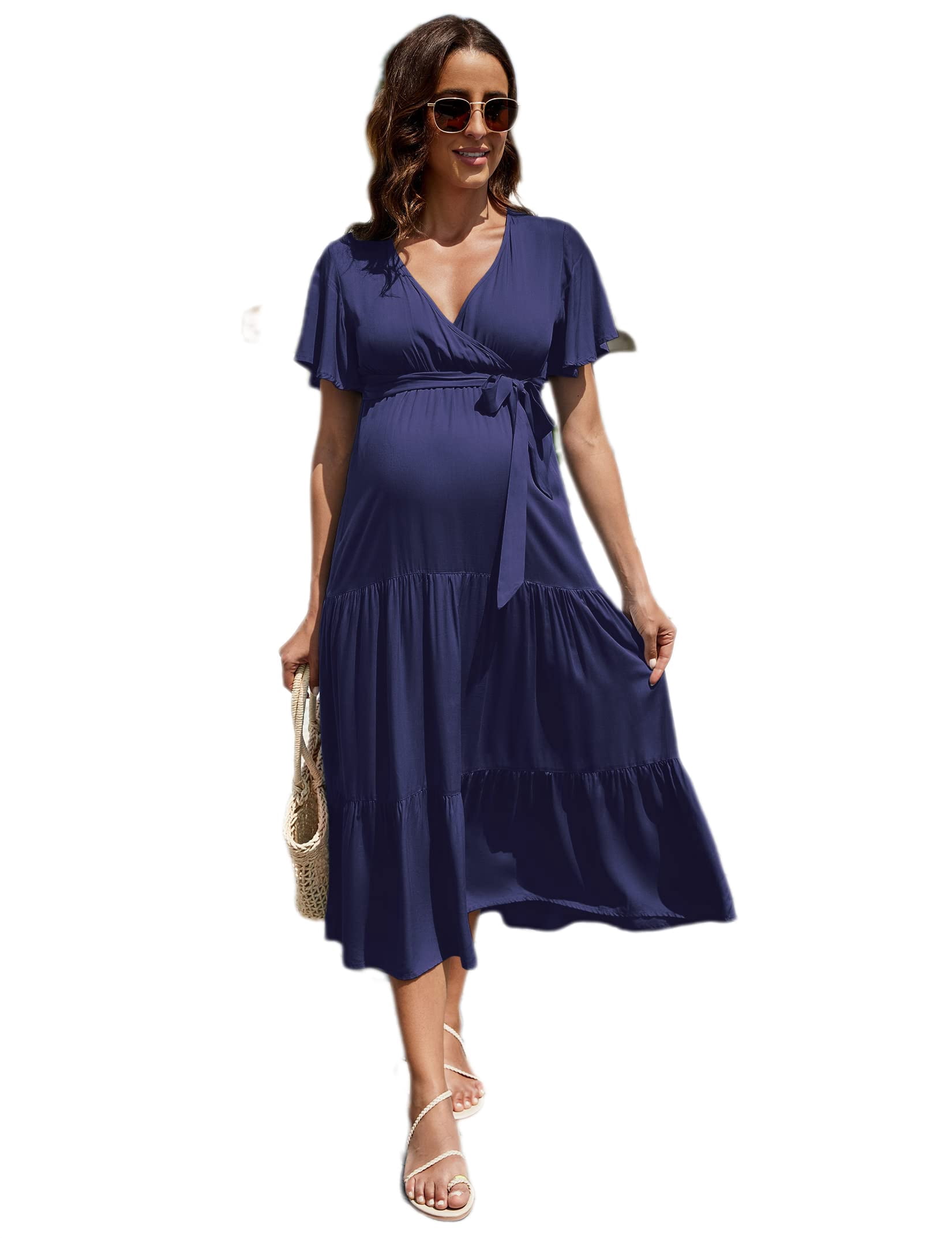 Yesfashion Maternity Women's Short Sleeve V Neck Casual Dress Baby ...
