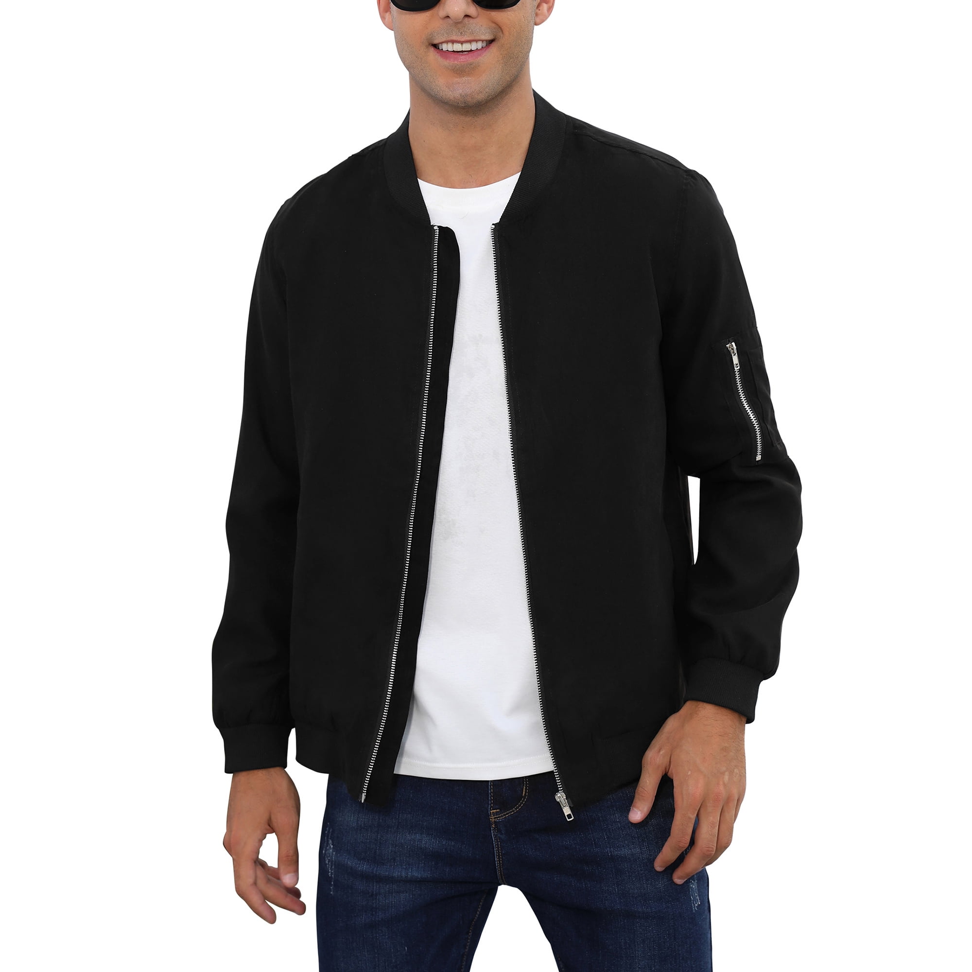 Yesfashion Men's Suede Bomber Varsity Leather Jackets Lightweight ...