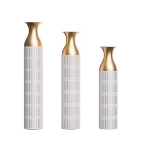 Aukfa Tall Floor Vase for Flowers,Set of 3 Large Metal Glazed Vase,25 ...
