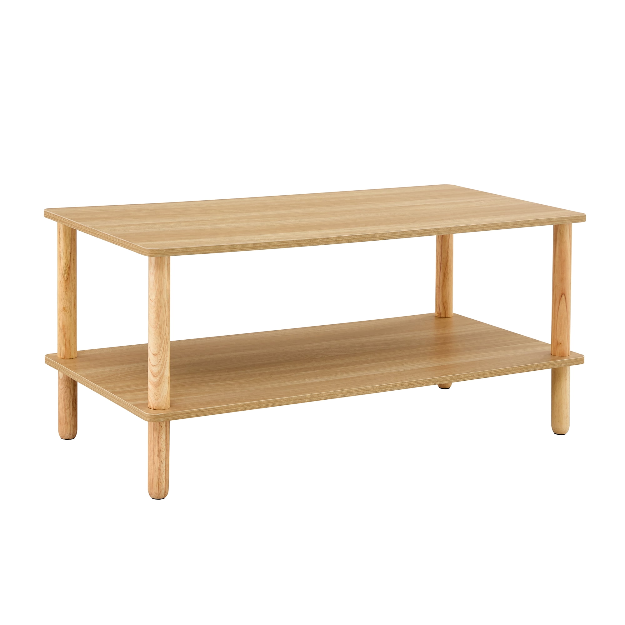 Modern 2-Tier Coffee Table Rectangular Center Table With Open Storage ...