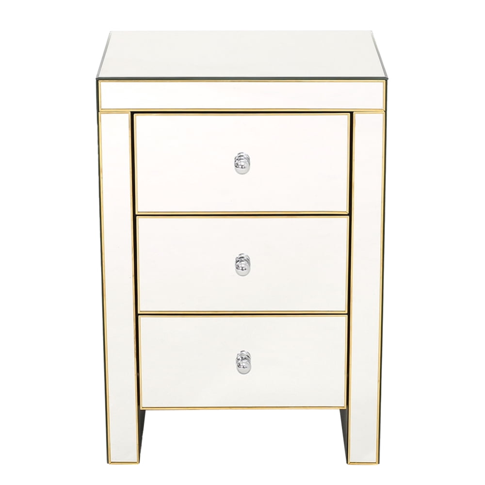 RONSHIN Modern Accent Nightstand with 3 Drawers, Multi-function Side ...