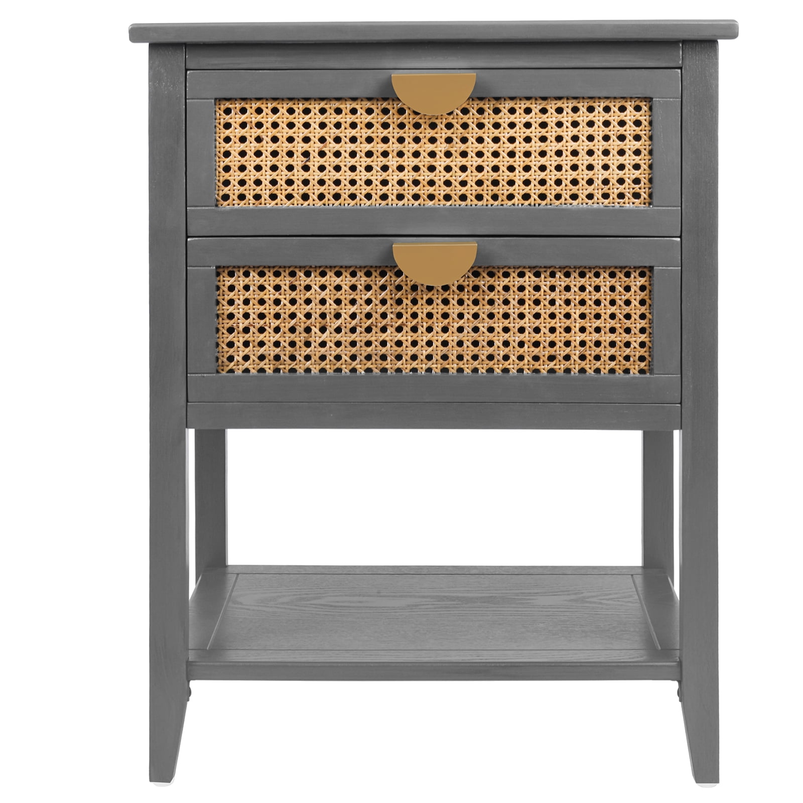 Yesfashion Night Stands Bedside Rattan End Tables With 2 Drawers Bottom ...