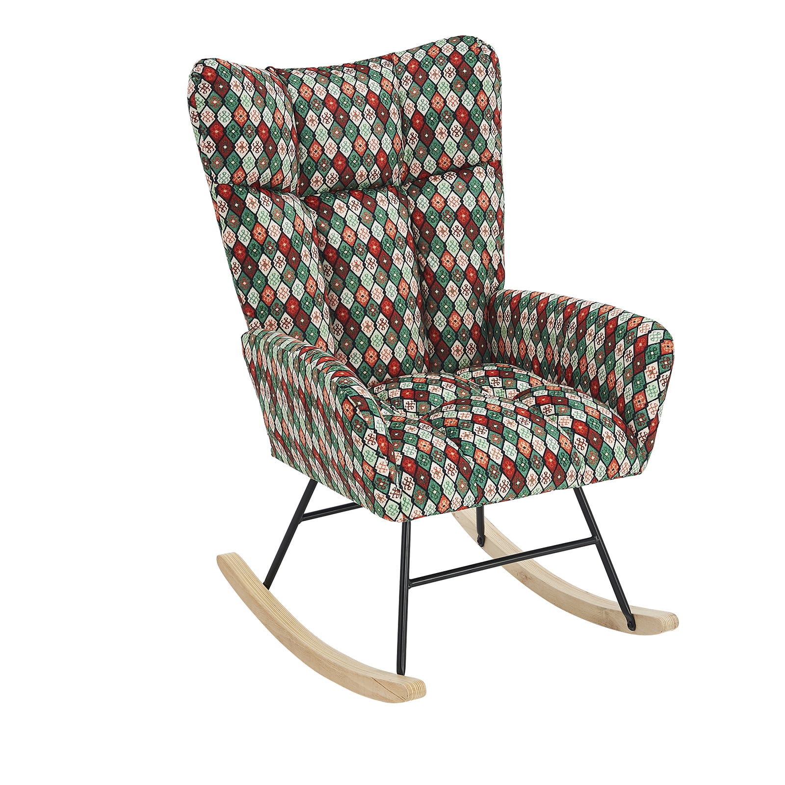 Yesfashion Nursery Rocking Chair, Upholstered Reading Chair with Solid ...