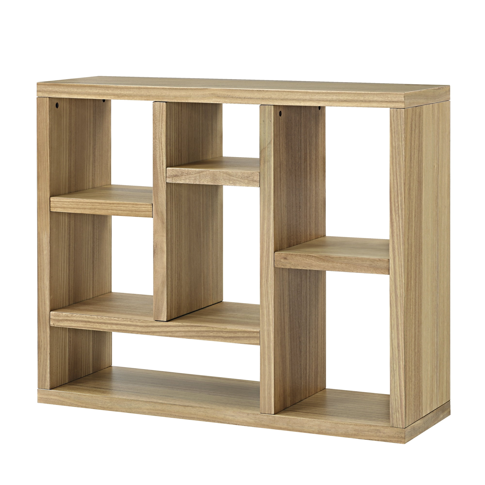Yesfashion Open Shelf Bookcase with 7 Cube Storage Spaces Wood Cube ...