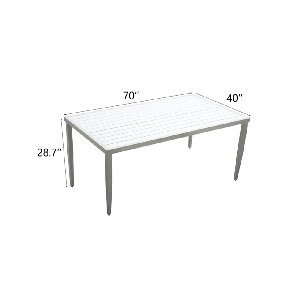 Yesfashion Outdoor Patio Dining Table, 40"x70" Aluminum Frame Rectangular Table with Tapered ...