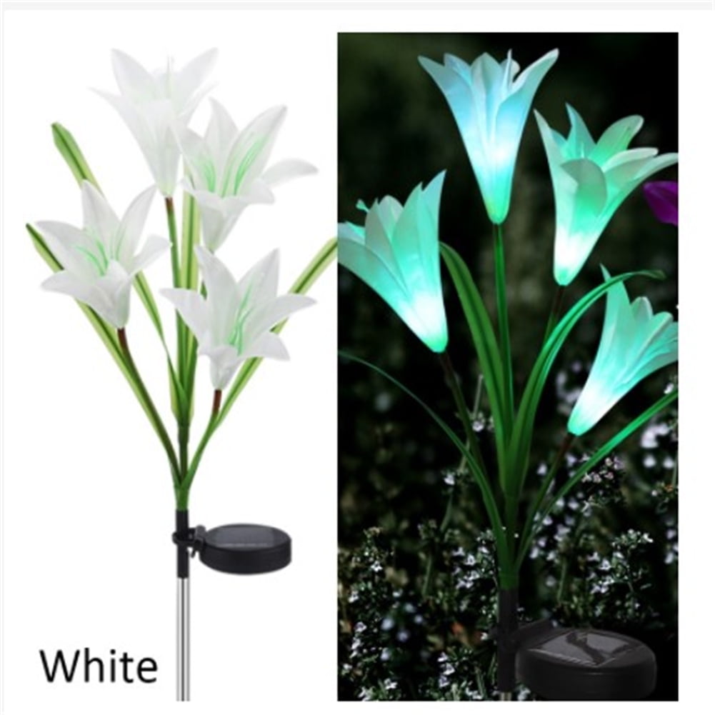 Yesfashion Outdoor Solar Lights With 4 Lily Flowers Ip65 Waterproof ...