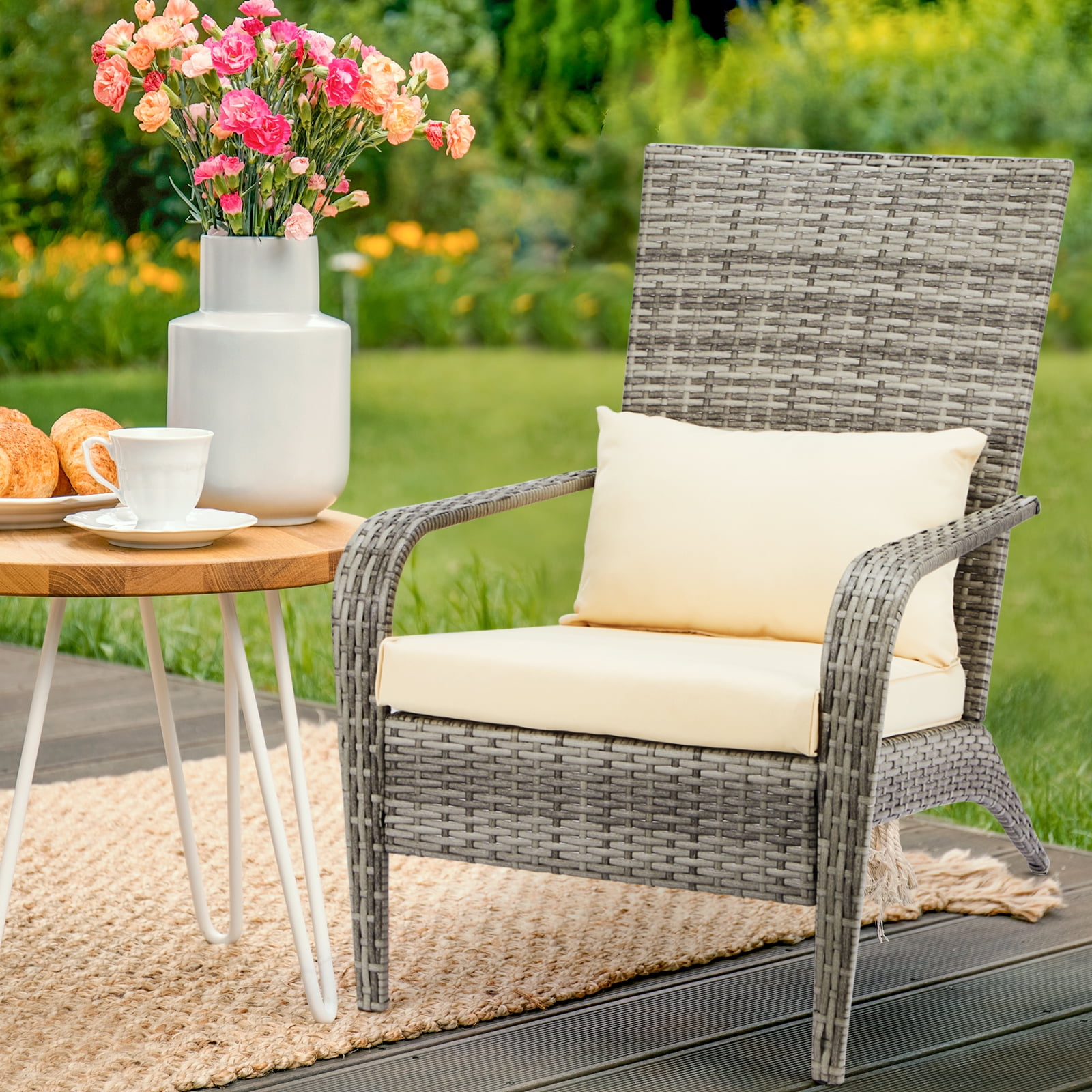 Yesfashion Rattan Rattan Chair, Outdoor Coconino Rattan Chair with ...