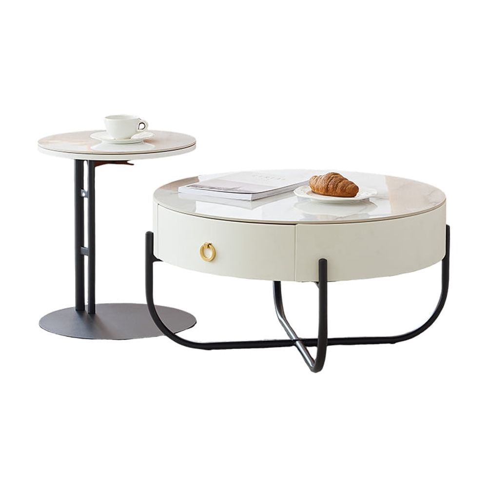 Yesfashion Round Coffee Table Set Of 2, End Tables for Living Room With ...