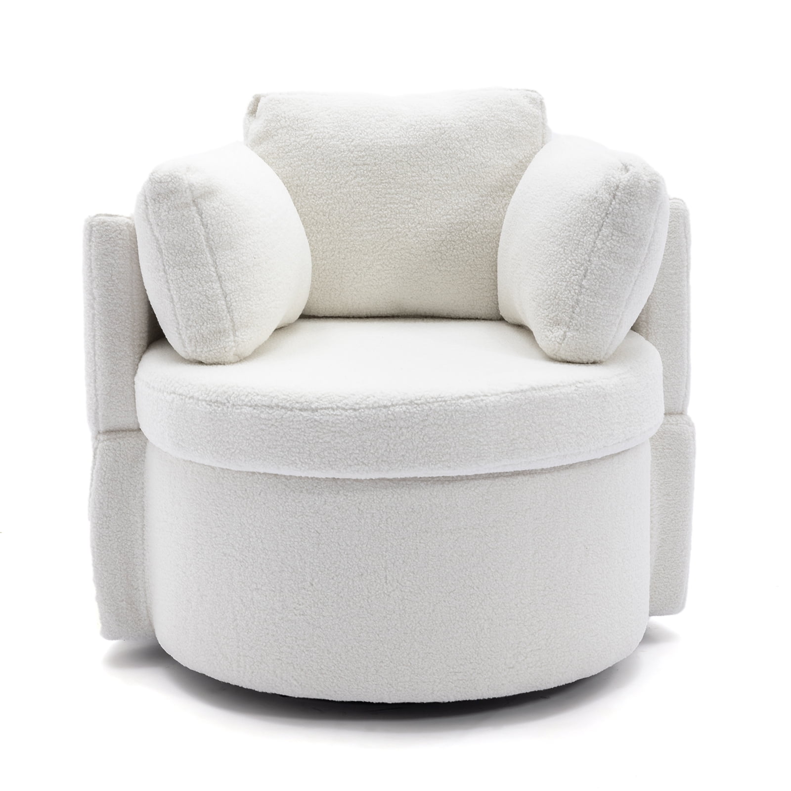 Yesfashion Round Swivel Cuddle Barrel Armchairs with Wide Upholstered ...