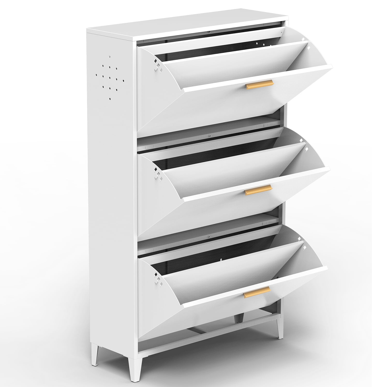 Yesfashion Shoe Storage Cabinet Free Standing Shoe Rack with 3 Flip ...