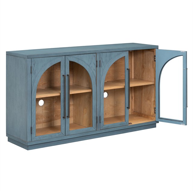 Yesfashion Sideboard Buffet Cabinet With 4 Doors, Retro Style Storage ...