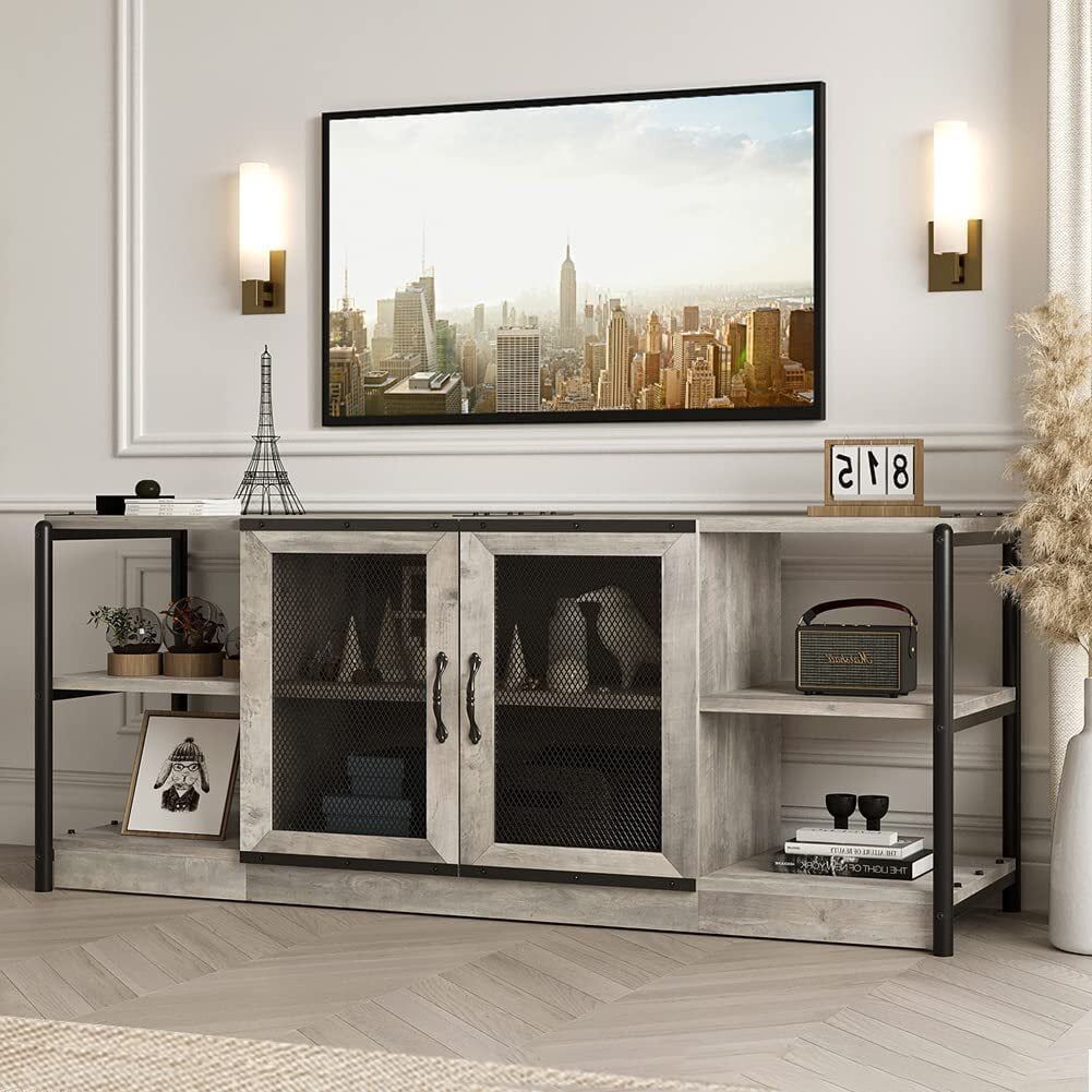 Yesfashion TV Stand for 65+ Inch TV, Industrial Entertainment Center TV ...
