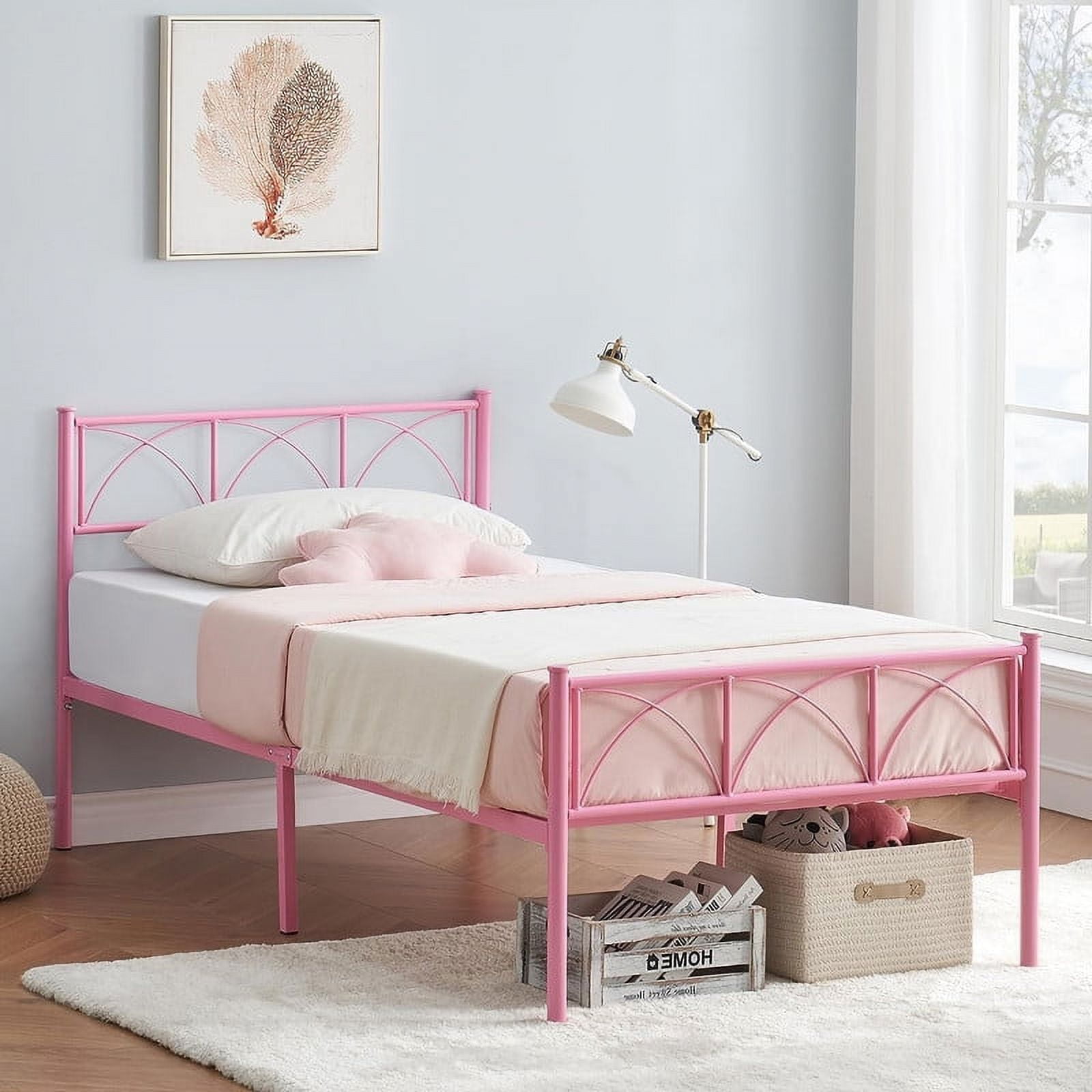 Yesfashion TWIN Size Bed Frame Sturdy Modern Stylish Iron Bed with ...