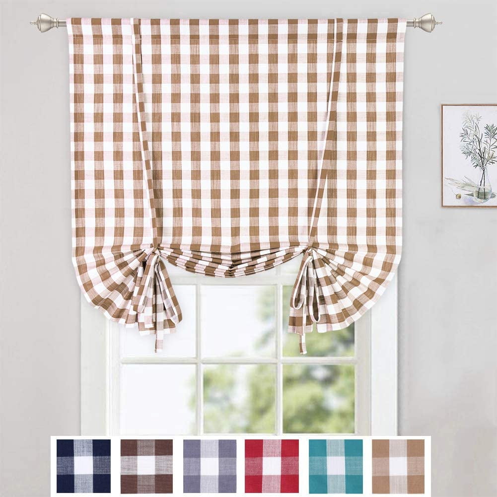Yesfashion Tie up Curtains for Windows, Buffalo Plaid Gingham Pattern ...