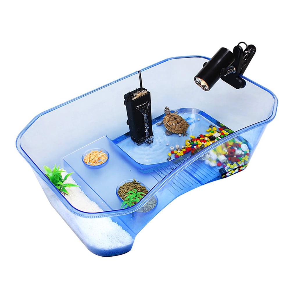 Yesfashion Turtle Tank, Turtle Aquarium Terrapin Lake with Platform ...