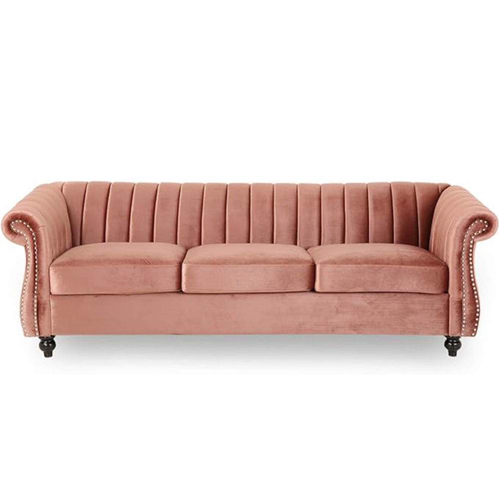 RONSHIN Velvet Sofa Couch, Chesterfield Couch with Channel Tufting ...
