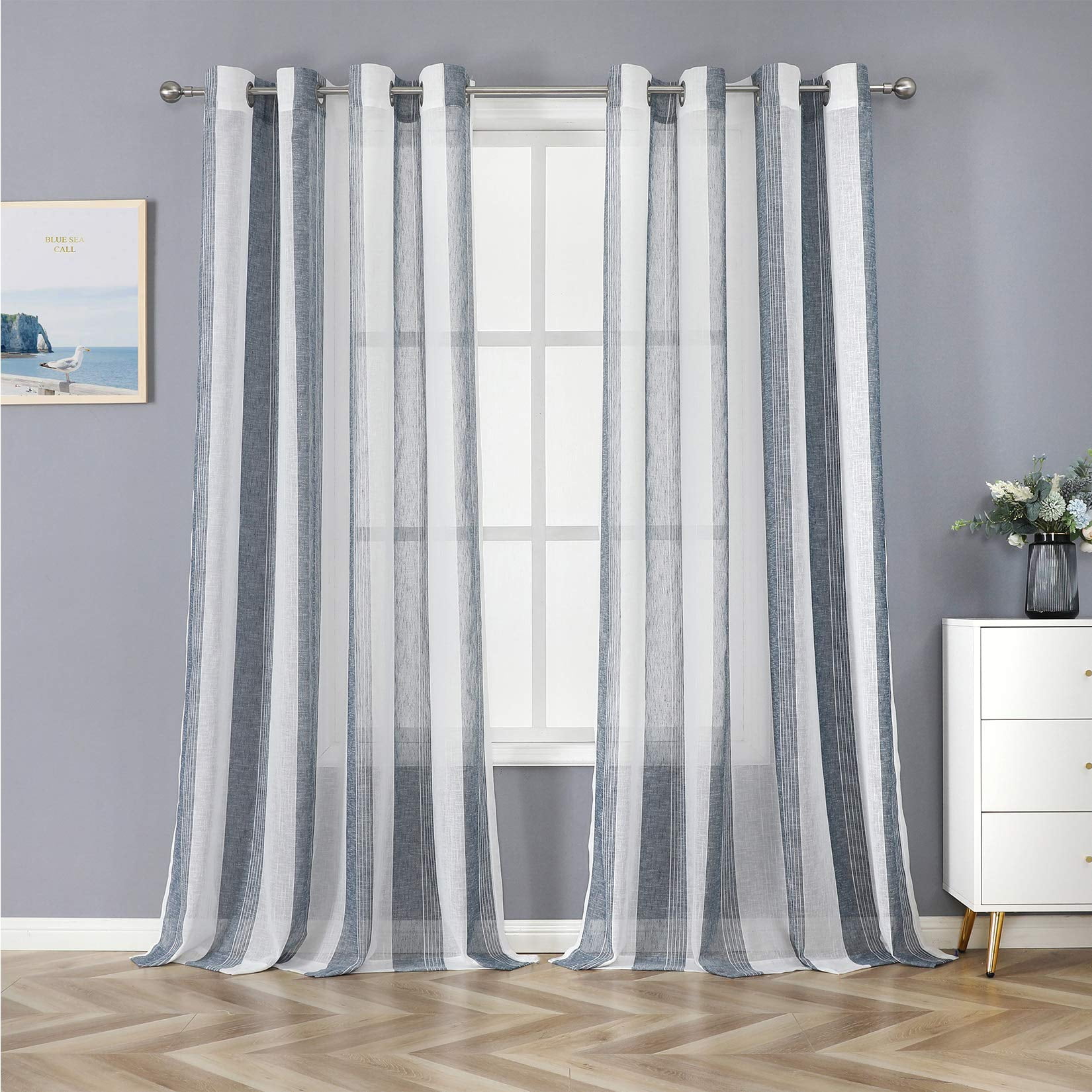Yesfashion Vertical Stripe Curtain Valance, Sheer Valance Curtains ...