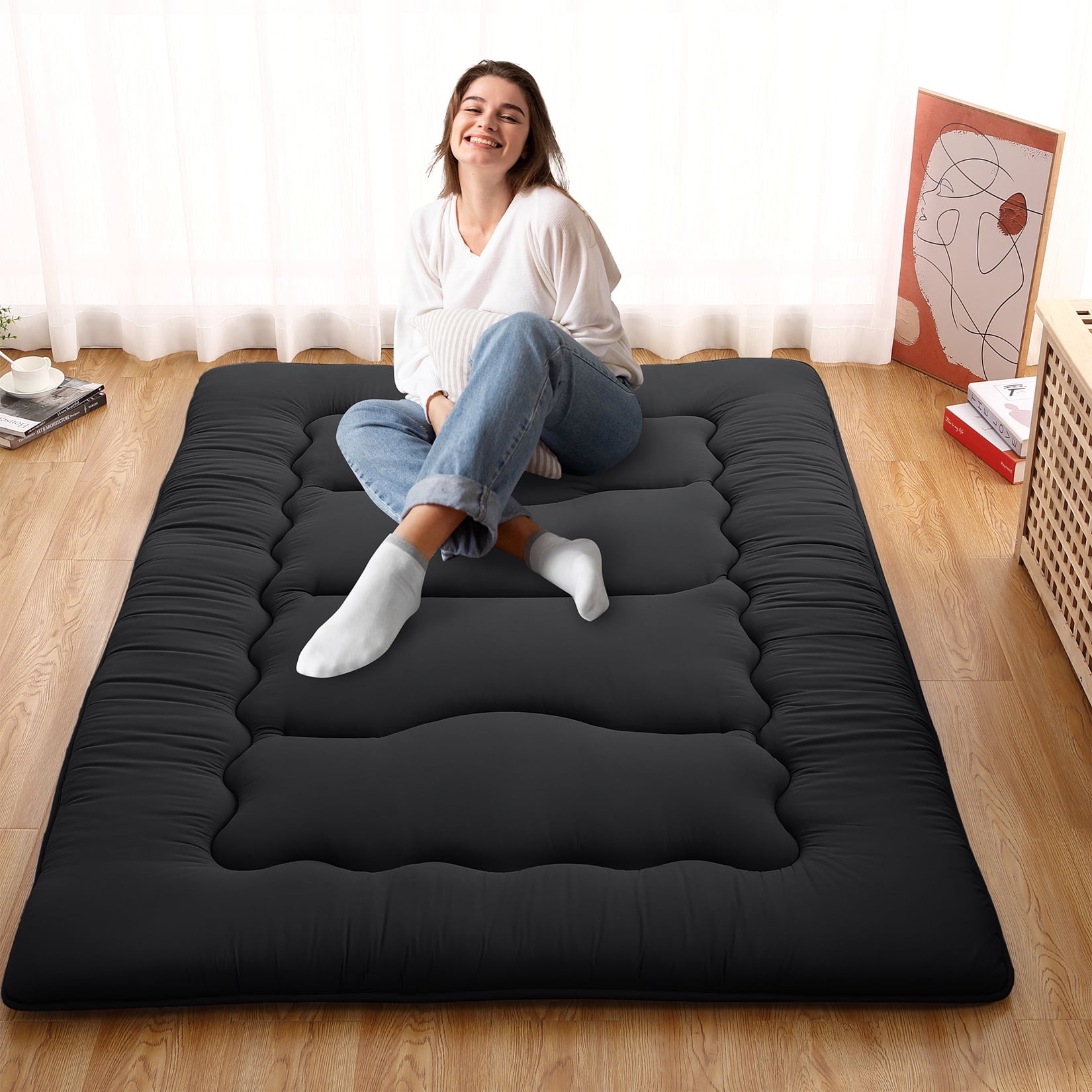Yesfashion Japanese Futon Floor Mattress, Tatami Mat, Roll Up Camping ...