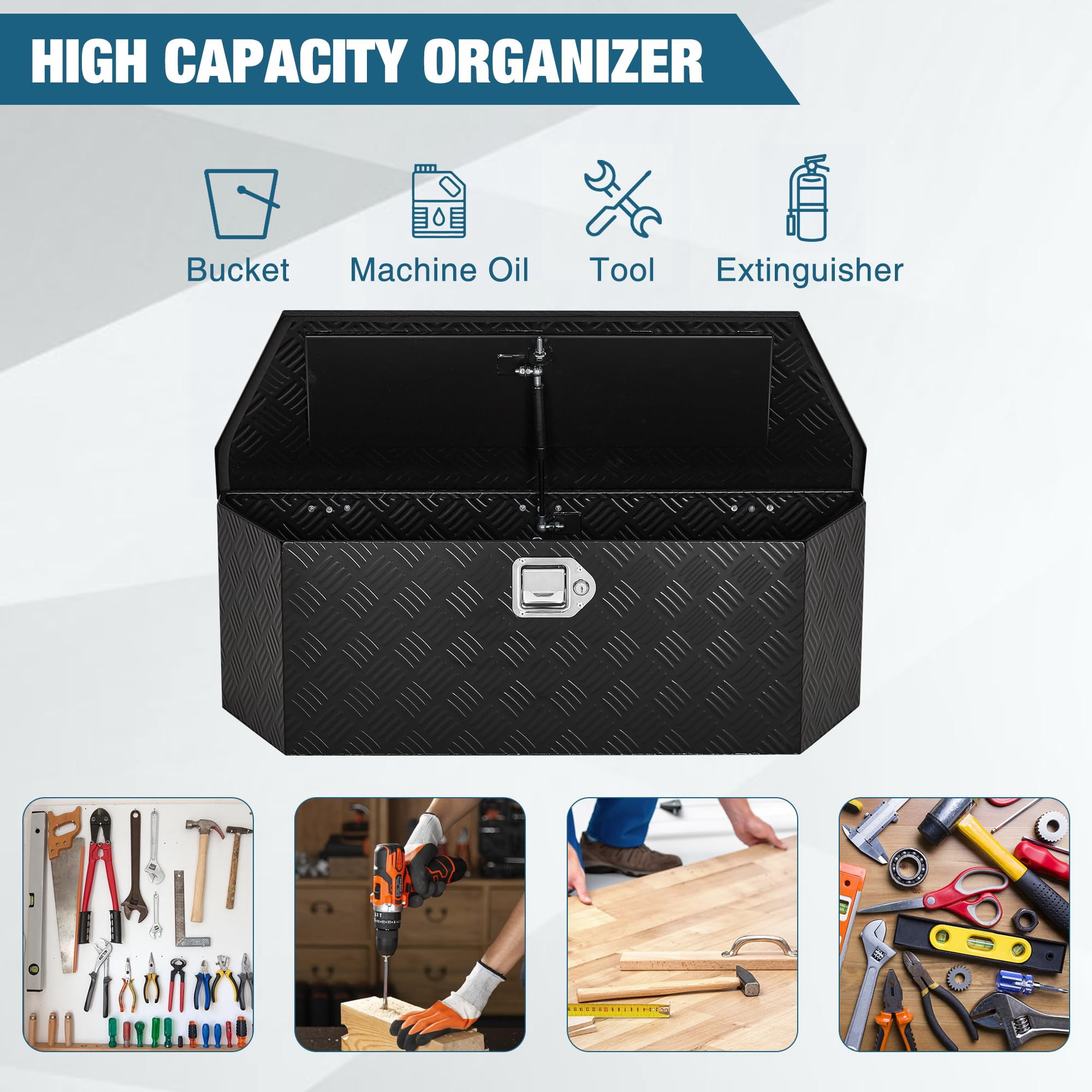 Yeshouse 36 Inch Aluminum Utility Trailer Tongue Tool Box Wide Utility ...