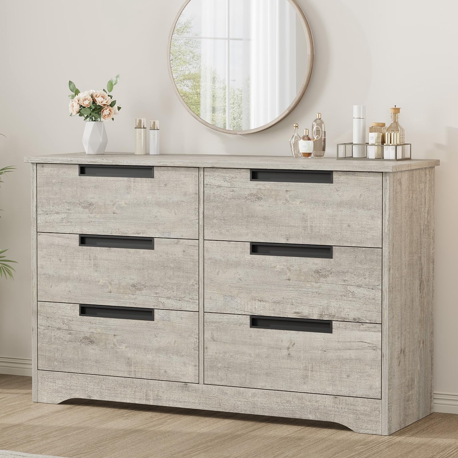 Yeshouse 6 Drawer Dresser for Bedroom, Natural Modern Double Dresser ...