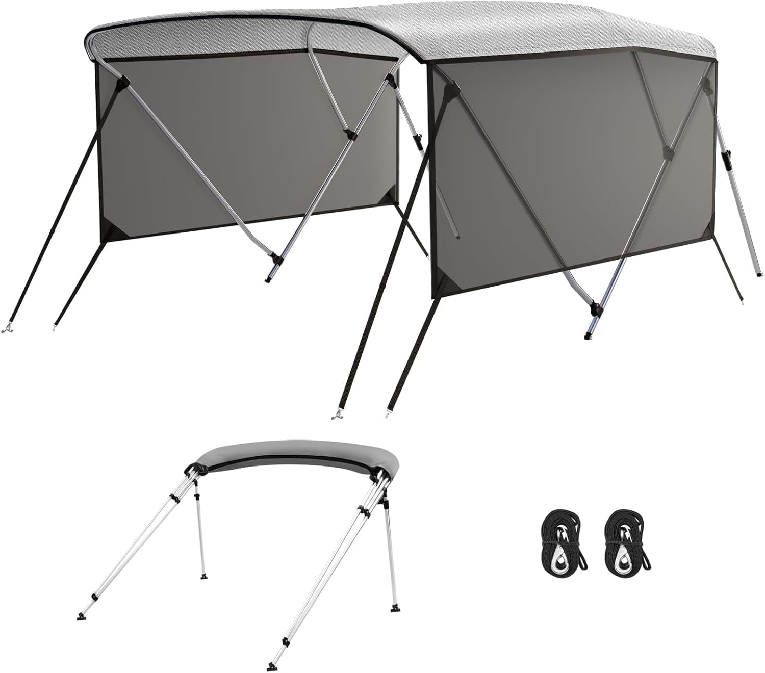 Yeshouse Boat Bimini Top Canopy, 3 Bow Shade Cover with Mesh Sides ...