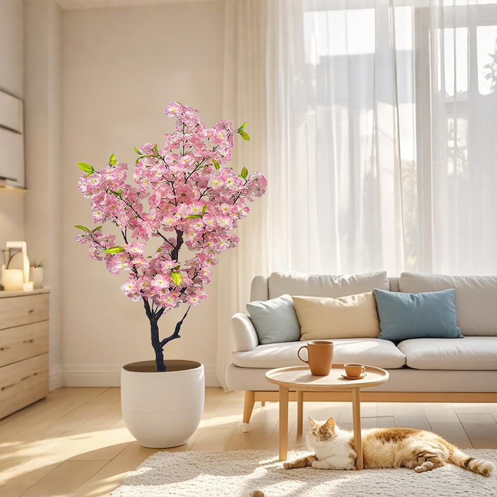 Yeshouse Cherry Blossom Artificial Trees, 5Ft Tall Realistic Fake Tree ...