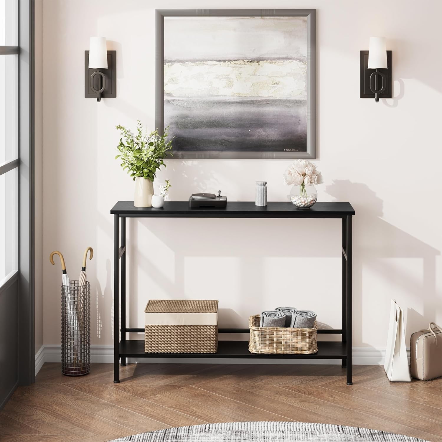 Yeshouse Entryway Table, Console Tables with Storage, 39.3”Rustic Sofa ...