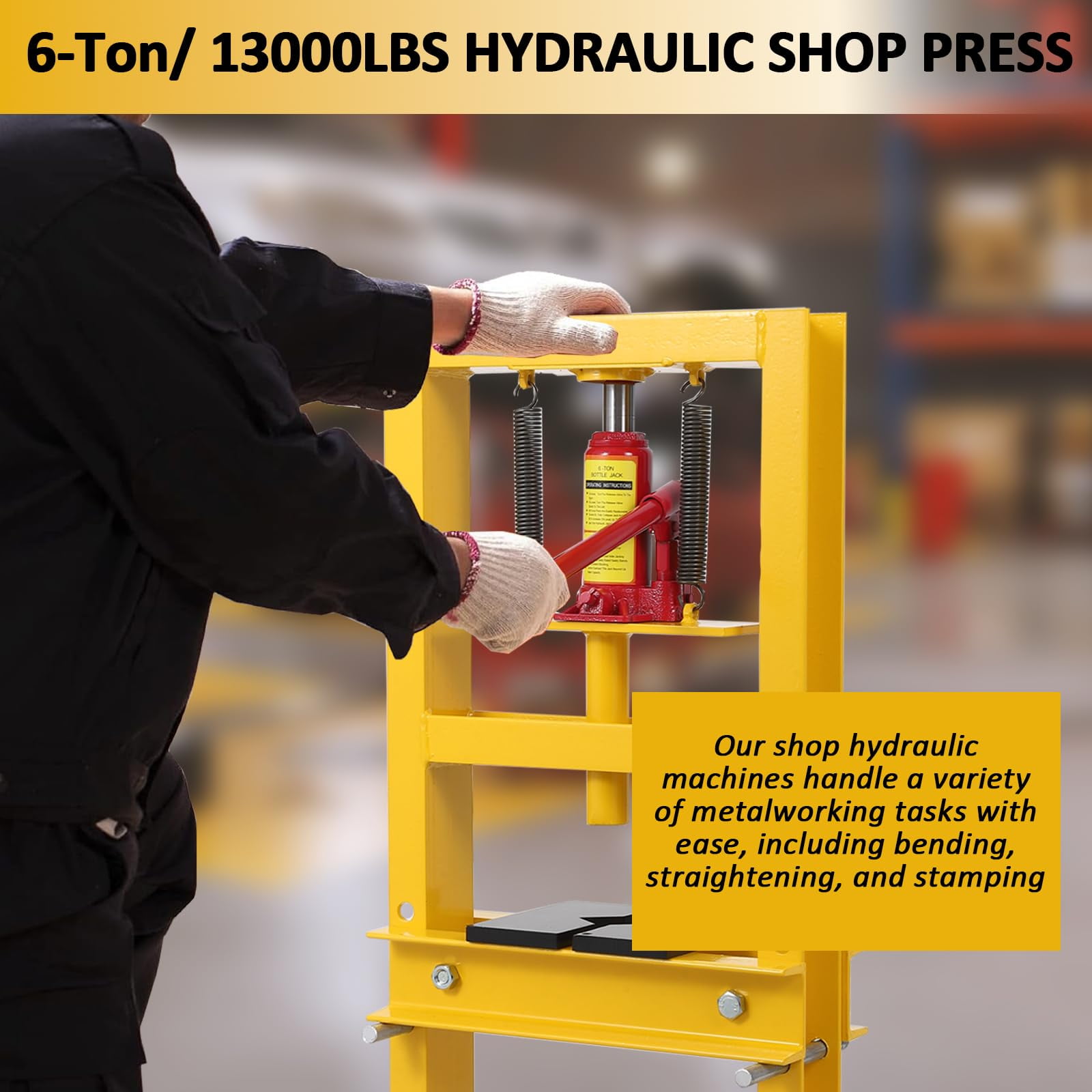 Yeshouse Hydraulic Press 6 Ton Hydraulic Shop Press, H-Frame Garage ...