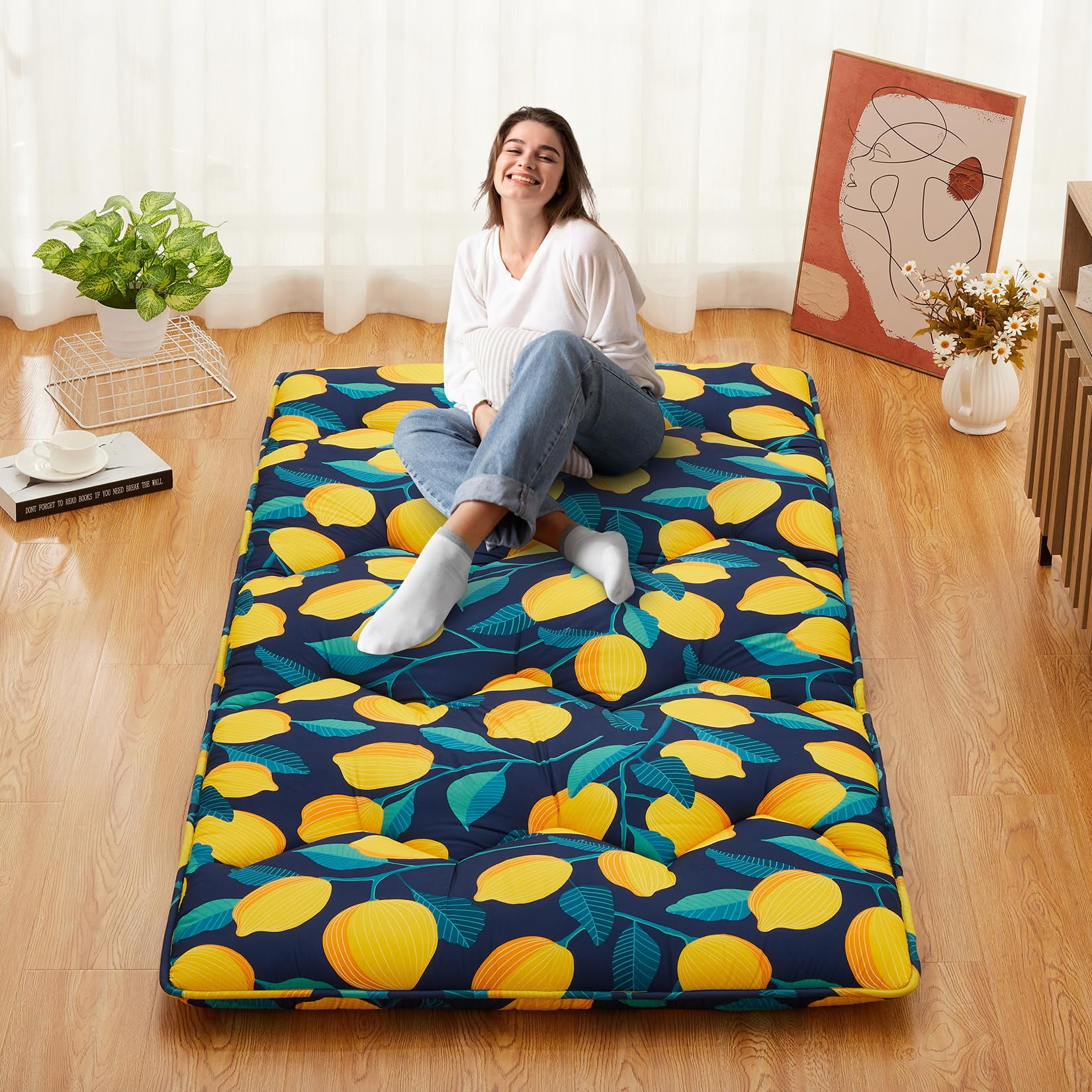 Yeshouse Japanese Futon Mattress - Foldable Thick Tatami Floor Mat with ...