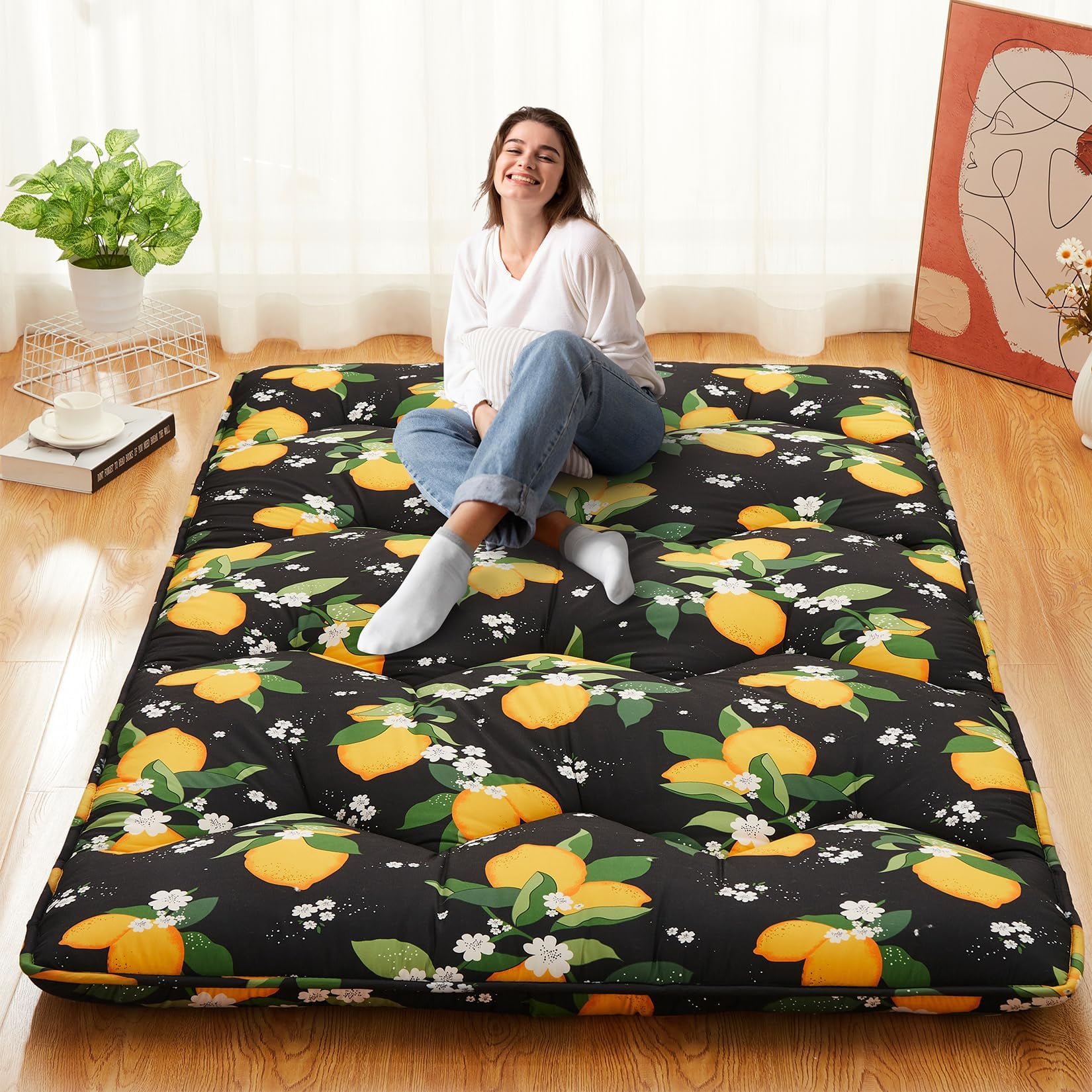 Yeshouse Japanese Futon Mattress - Foldable Thick Tatami Floor Mat with ...