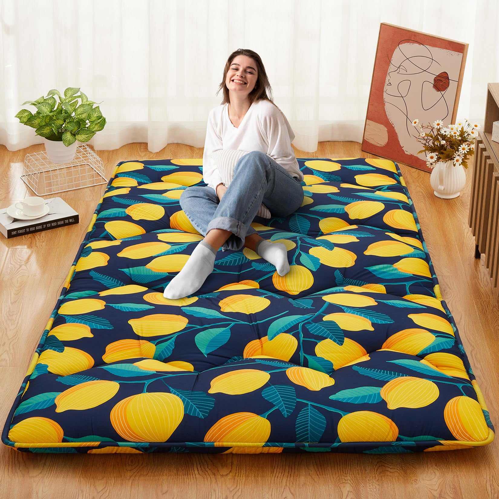 Yeshouse Japanese Futon Mattress - Foldable Thick Tatami Floor Mat with ...