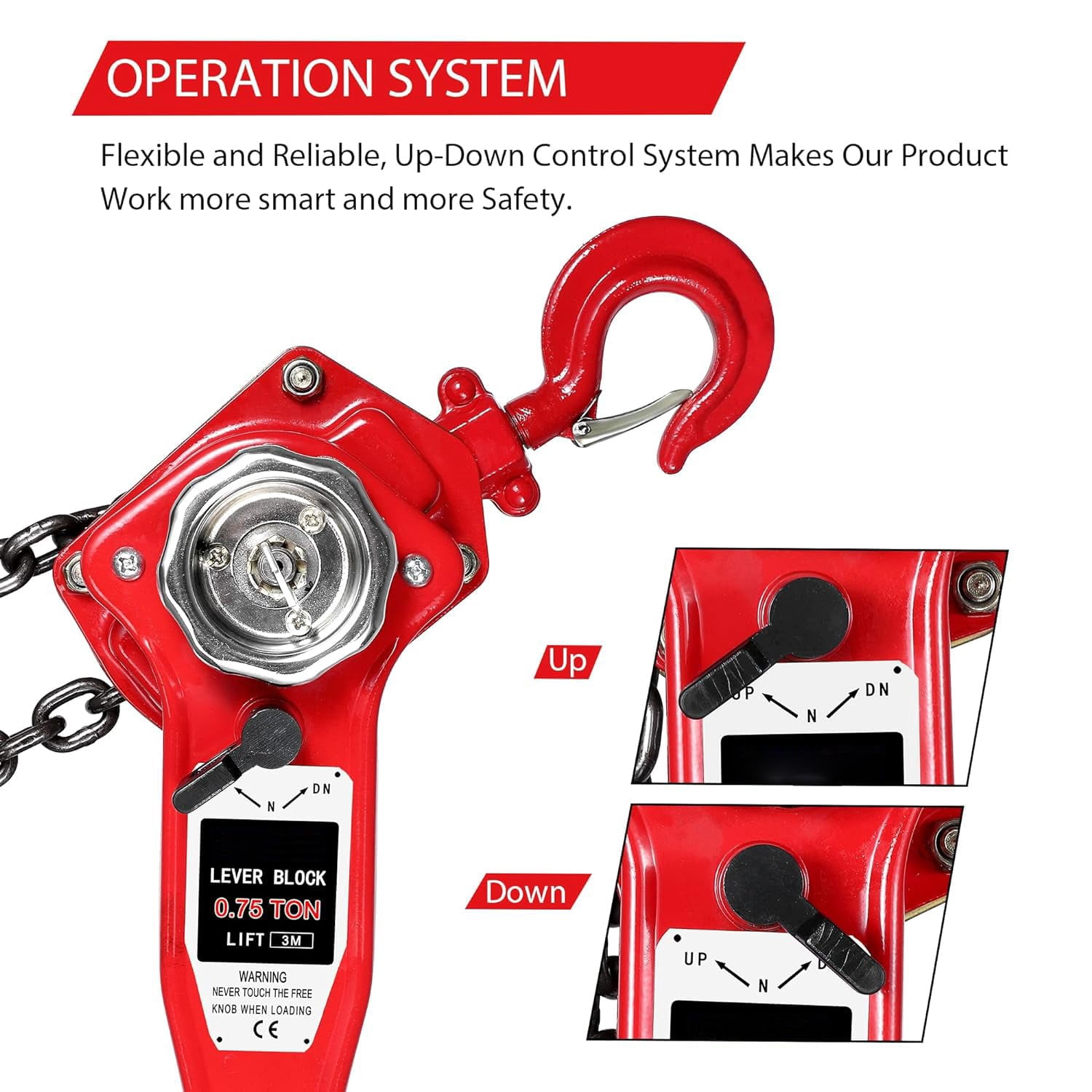 Yeshouse Lever Chain Hoist, Manual Lever Hoist Come Along 0.75 TON ...
