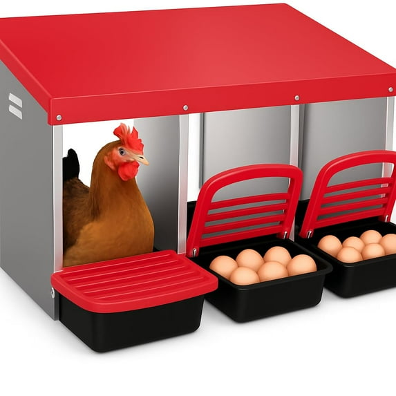 Yeshouse Metal Chicken Nesting Box, 3 Compartments, Ventilated Egg ...