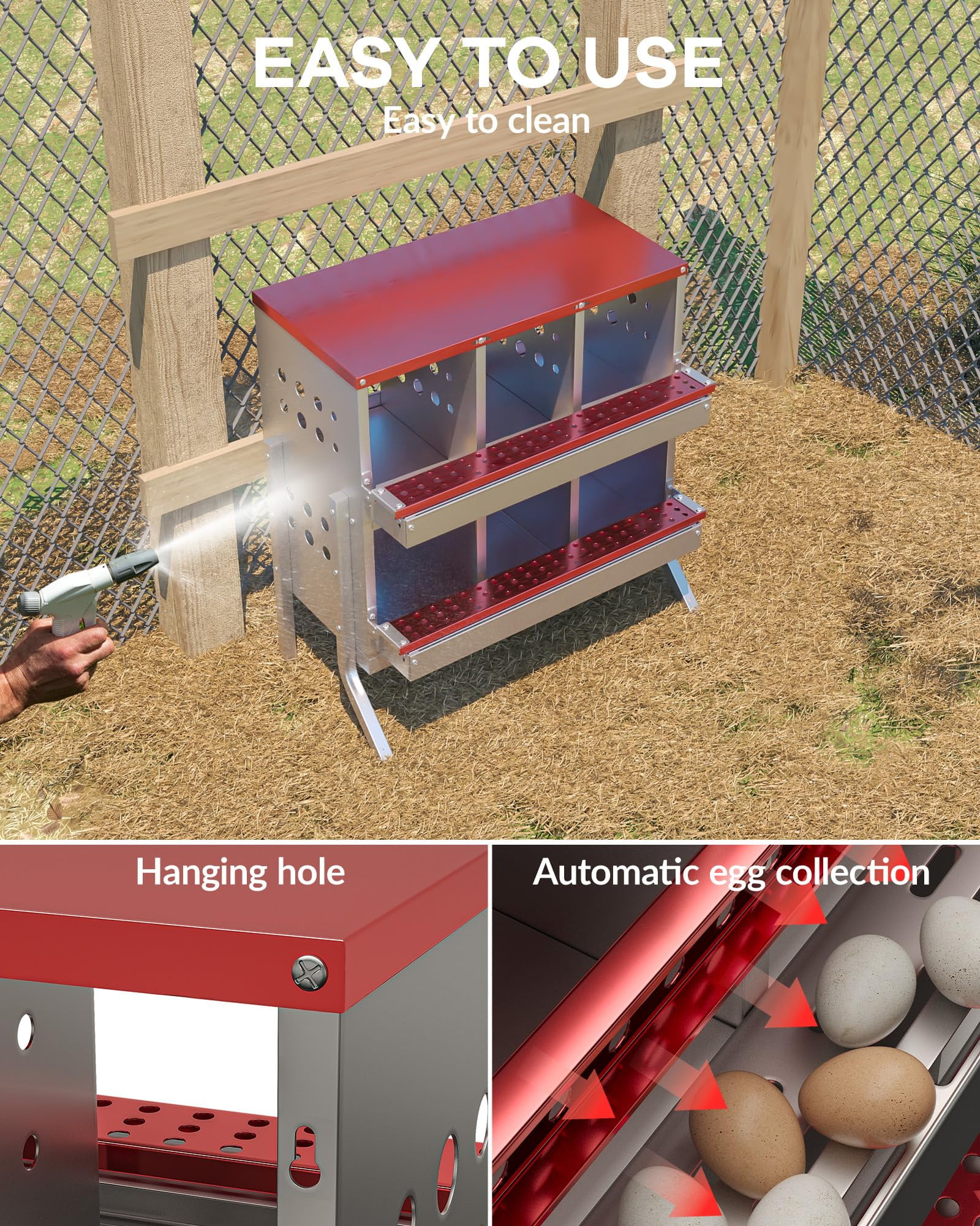 Yeshouse Metal Chicken Nesting Box for Laying Eggs, Rustproof Wall ...