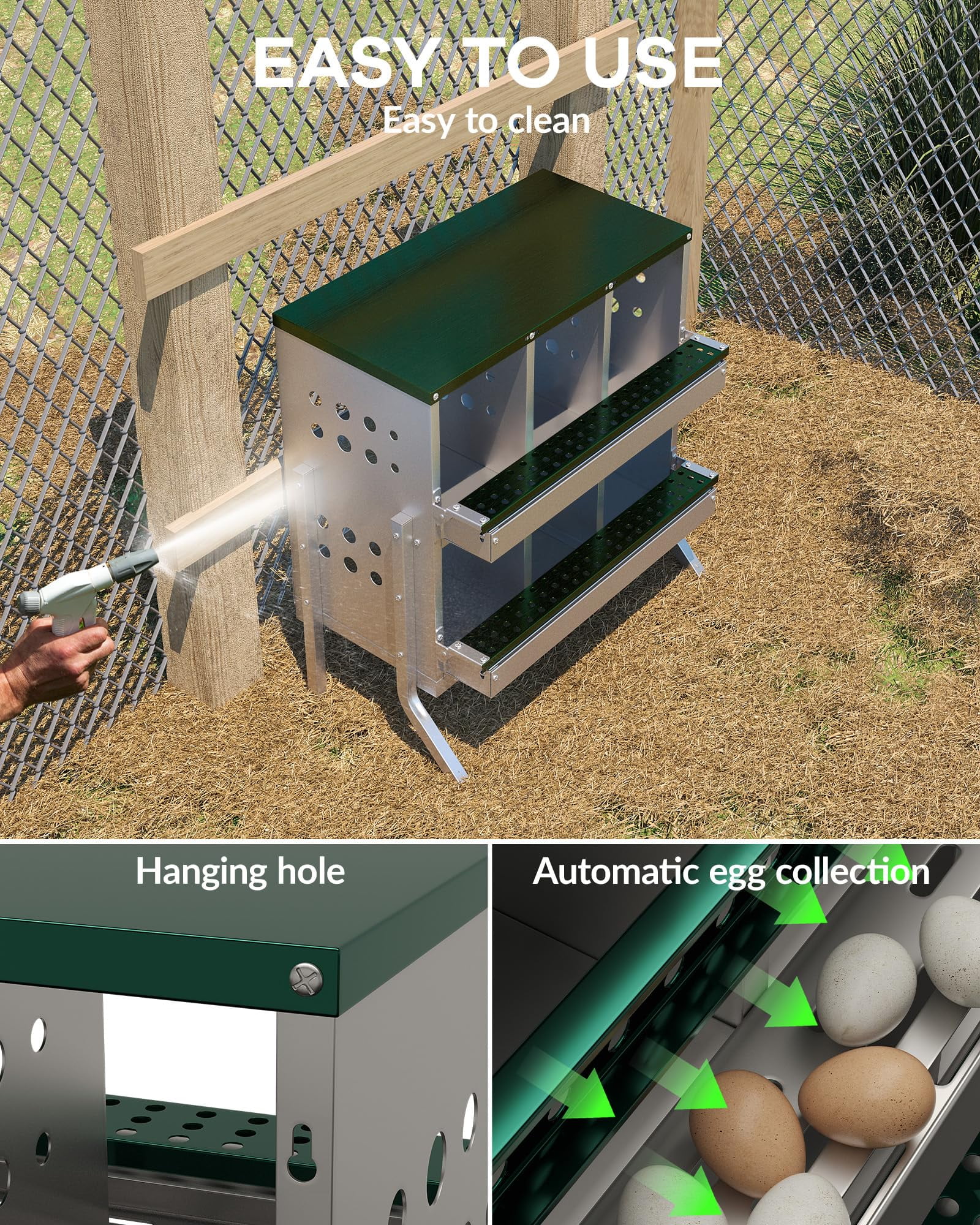 Yeshouse Metal Chicken Nesting Box for Laying Eggs, Rustproof Wall ...