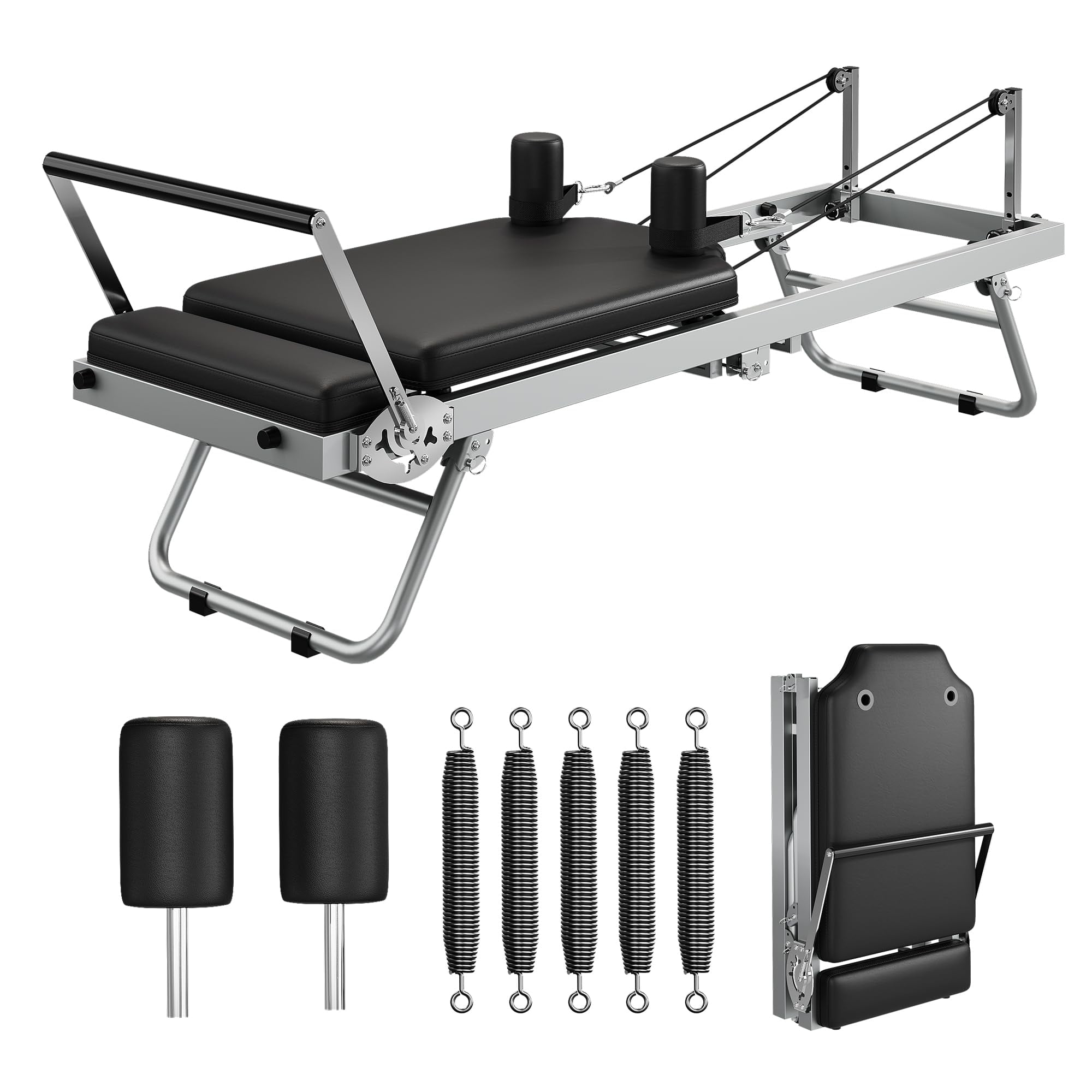 Yeshouse Pilates Reformer with Adjustable Resistance Springs, Supports ...