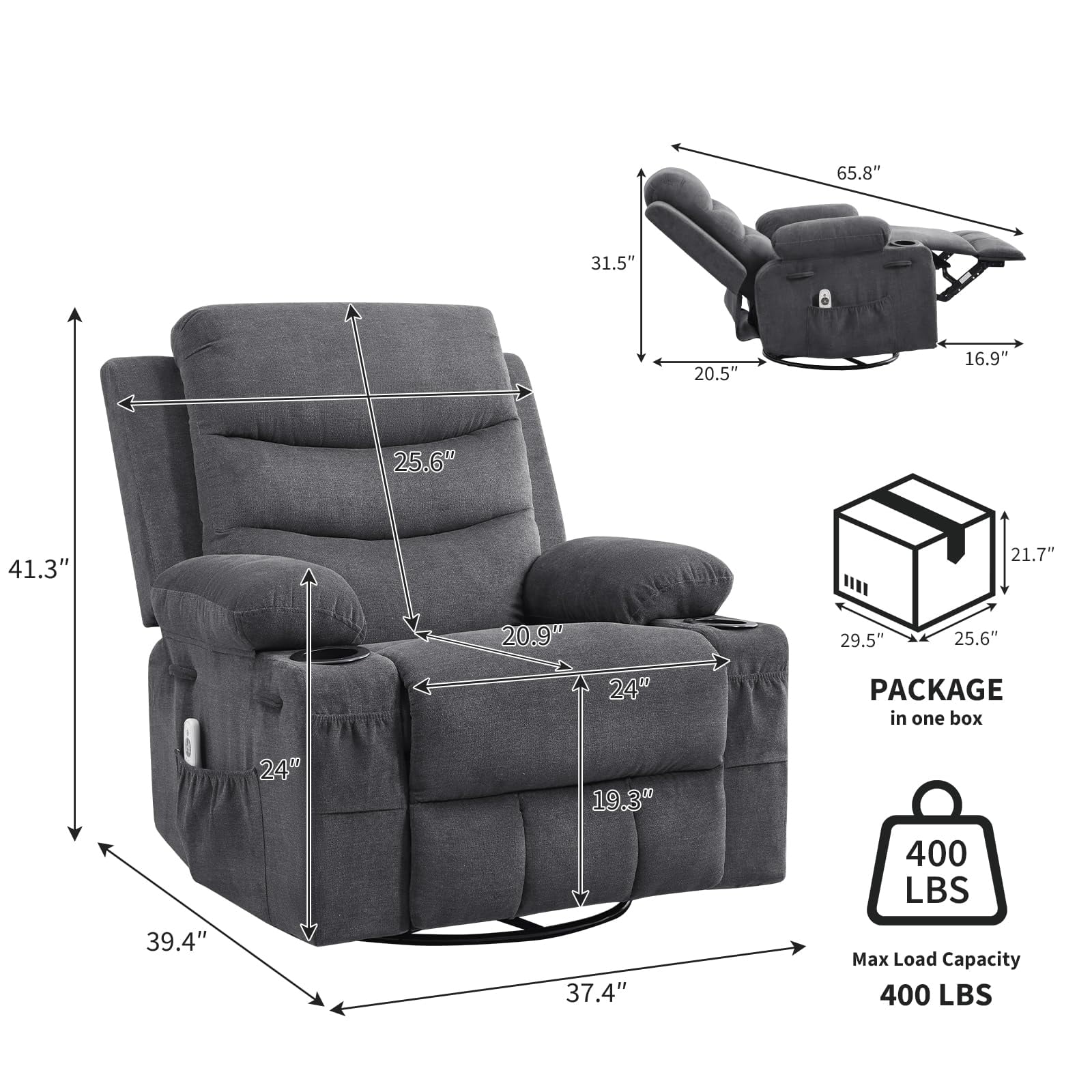 Yeshouse Recliner Chair Nursery, Oversized Manual Reclining Rocking ...