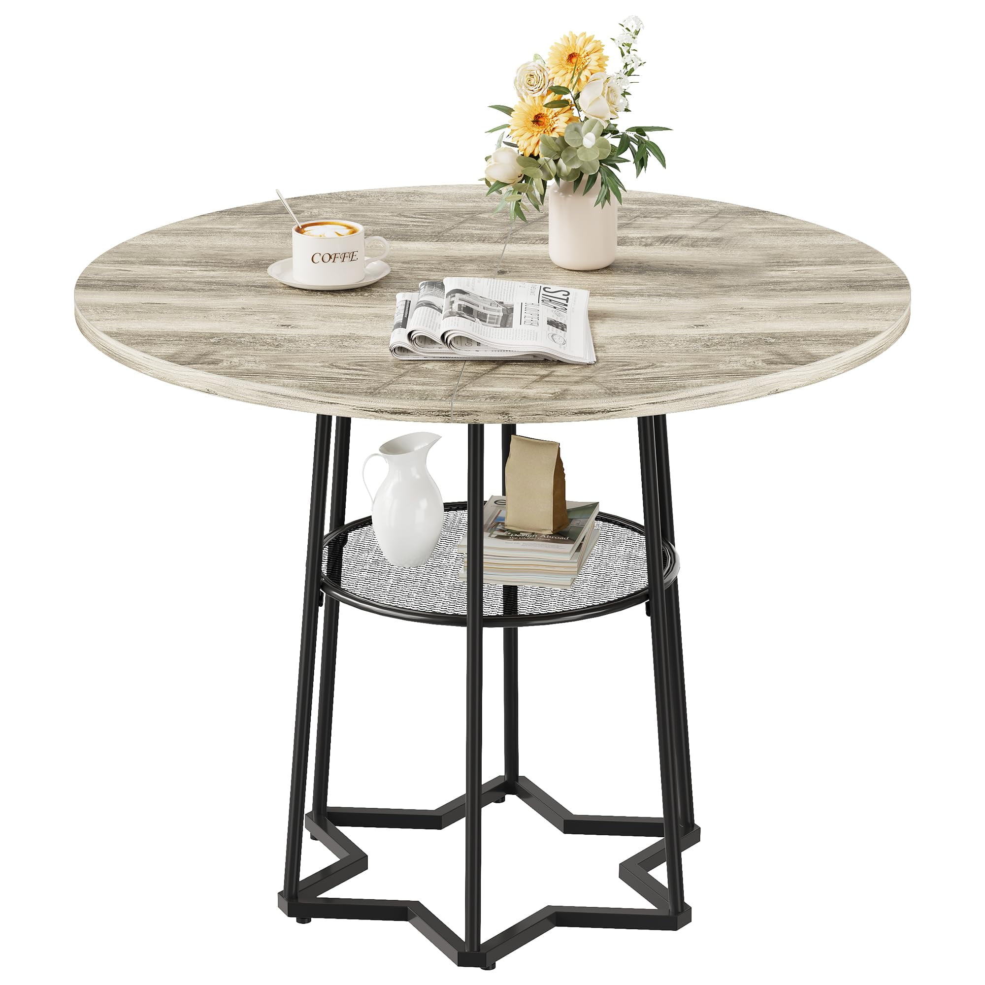 Yeshouse Round Dining Table - 38.2" Modern Kitchen Table with Mesh ...