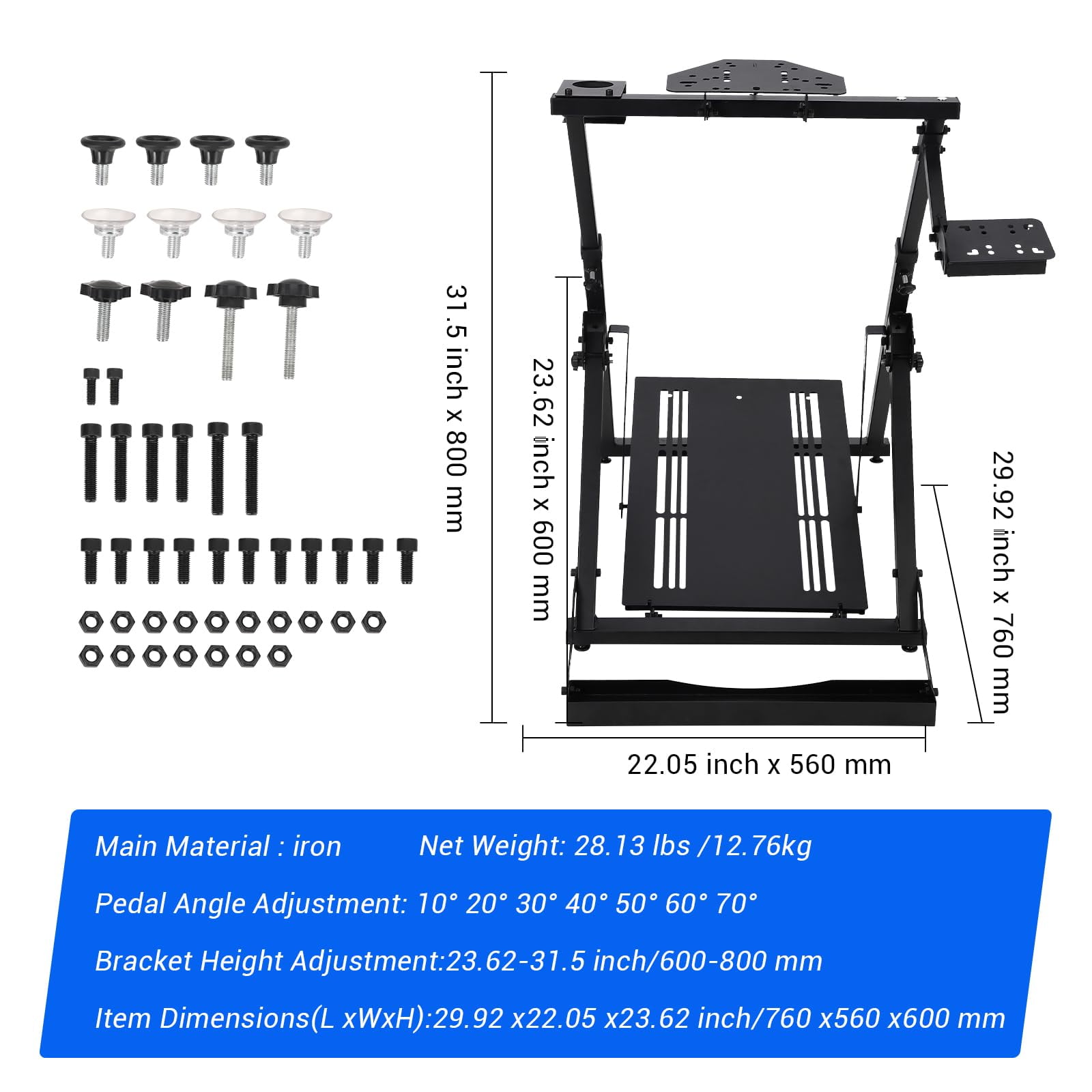 Yeshouse Sim Racing Wheel Stand, Heavy Duty Adjustable Cockpit With ...